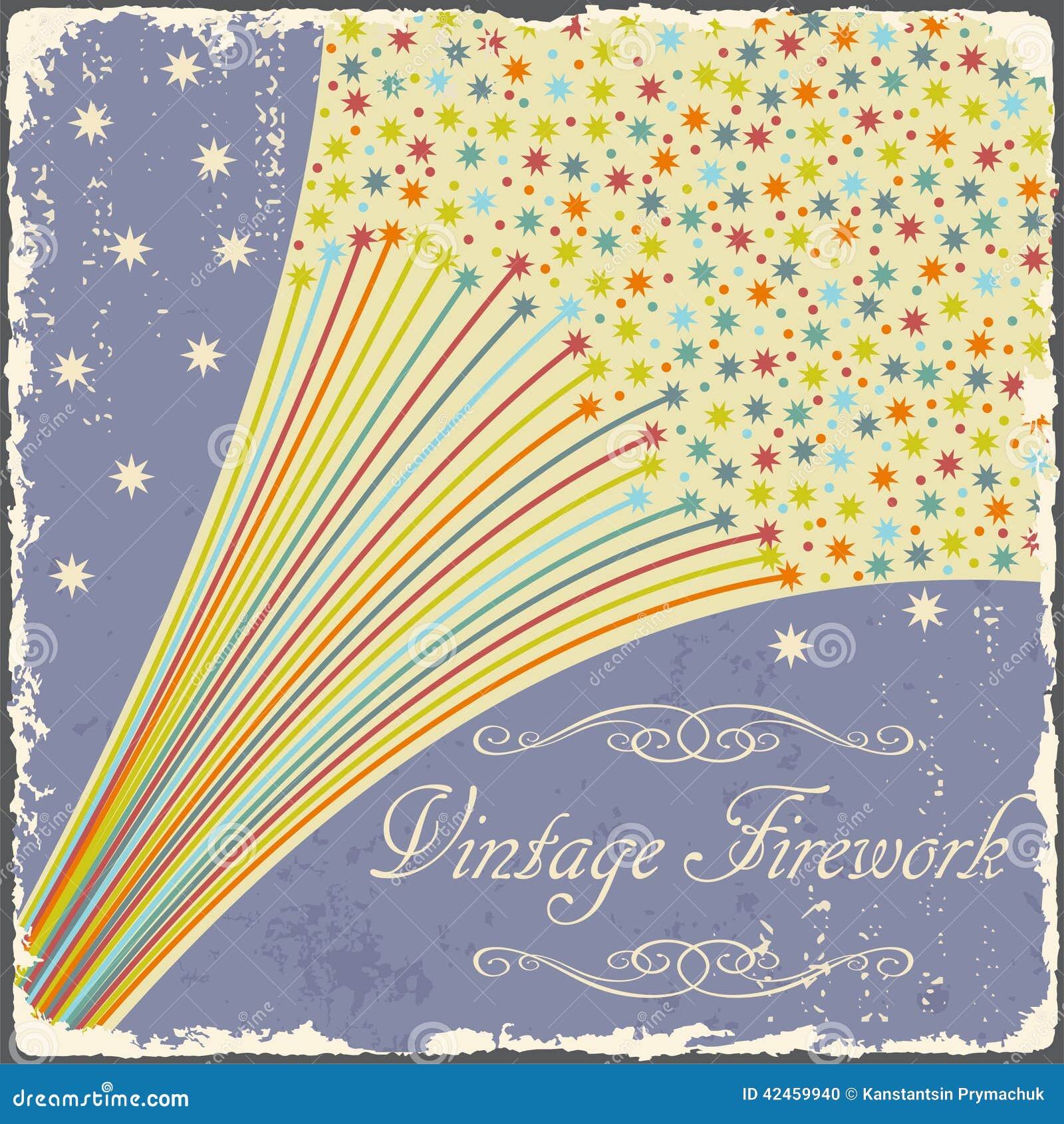 Vintage Fireworks Poster Design. Retro Flyer Cartoon Vector ...