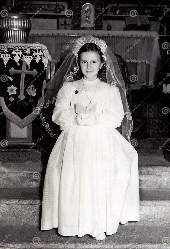 Vintage First Communion stock image. Image of cute, fashioned - 12632133