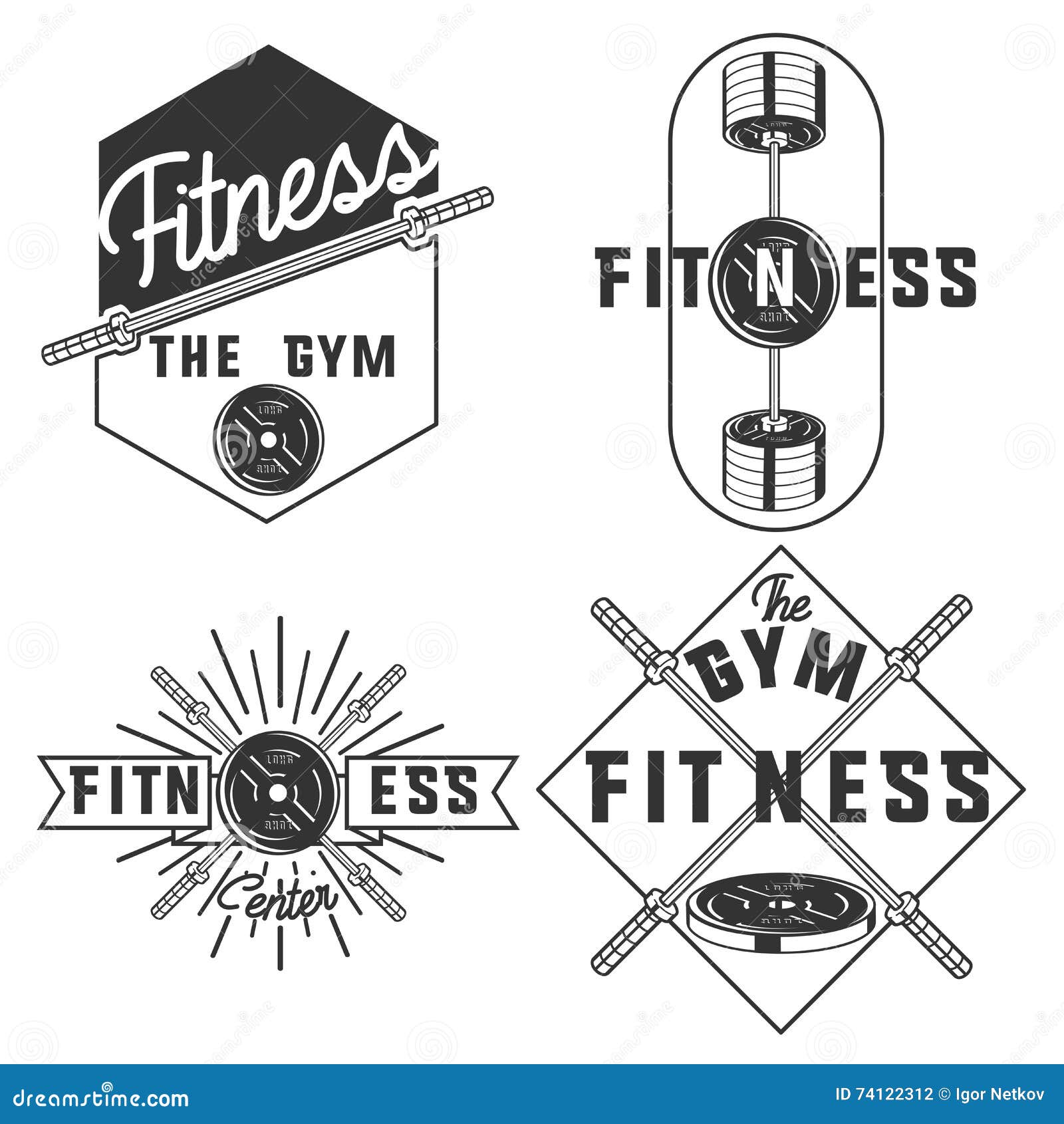 Vintage Fitness, Gym Emblems Stock Vector - Illustration of bodybuilder ...