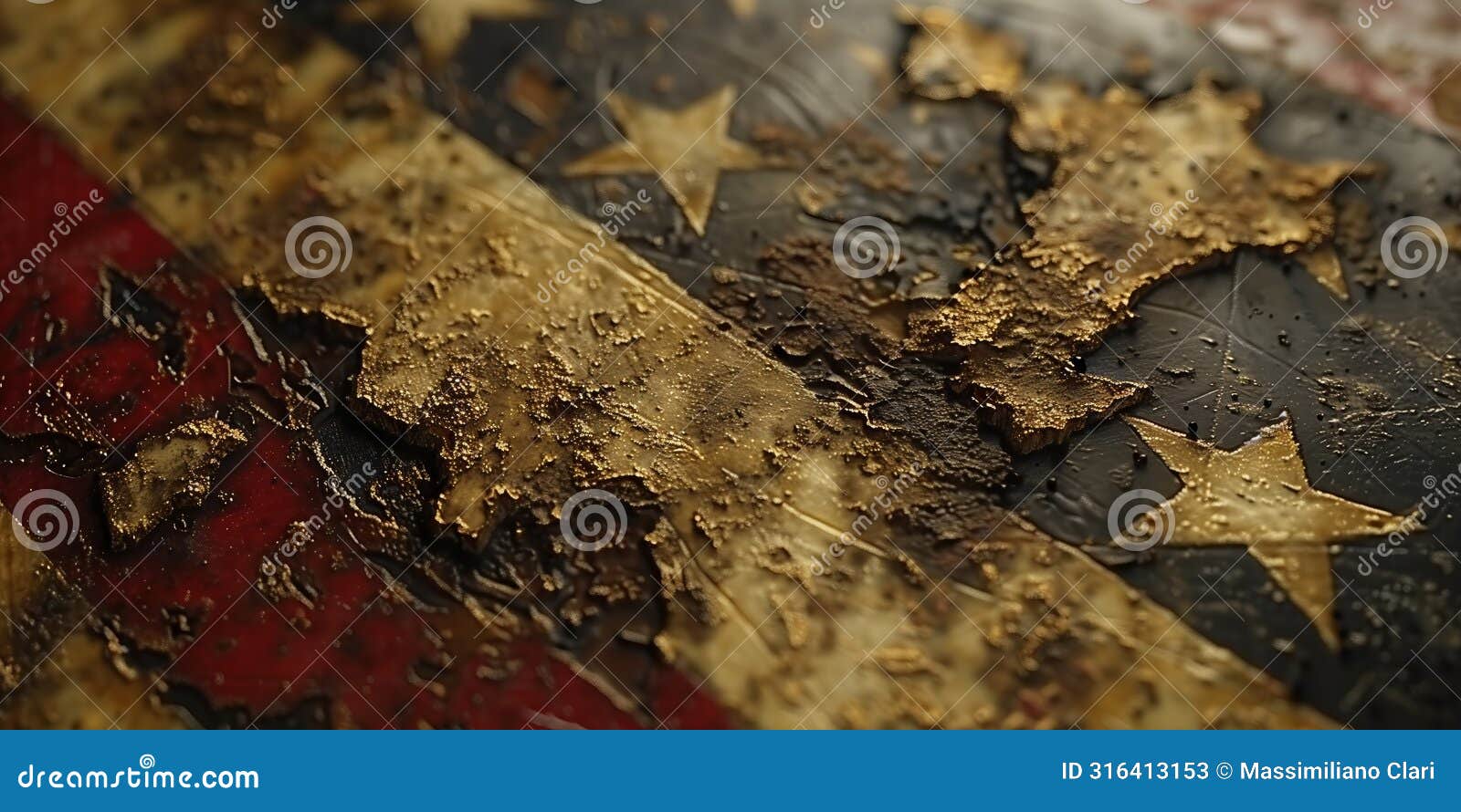 Vintage Flag Texture with Peeling Gold Paint Stock Illustration ...