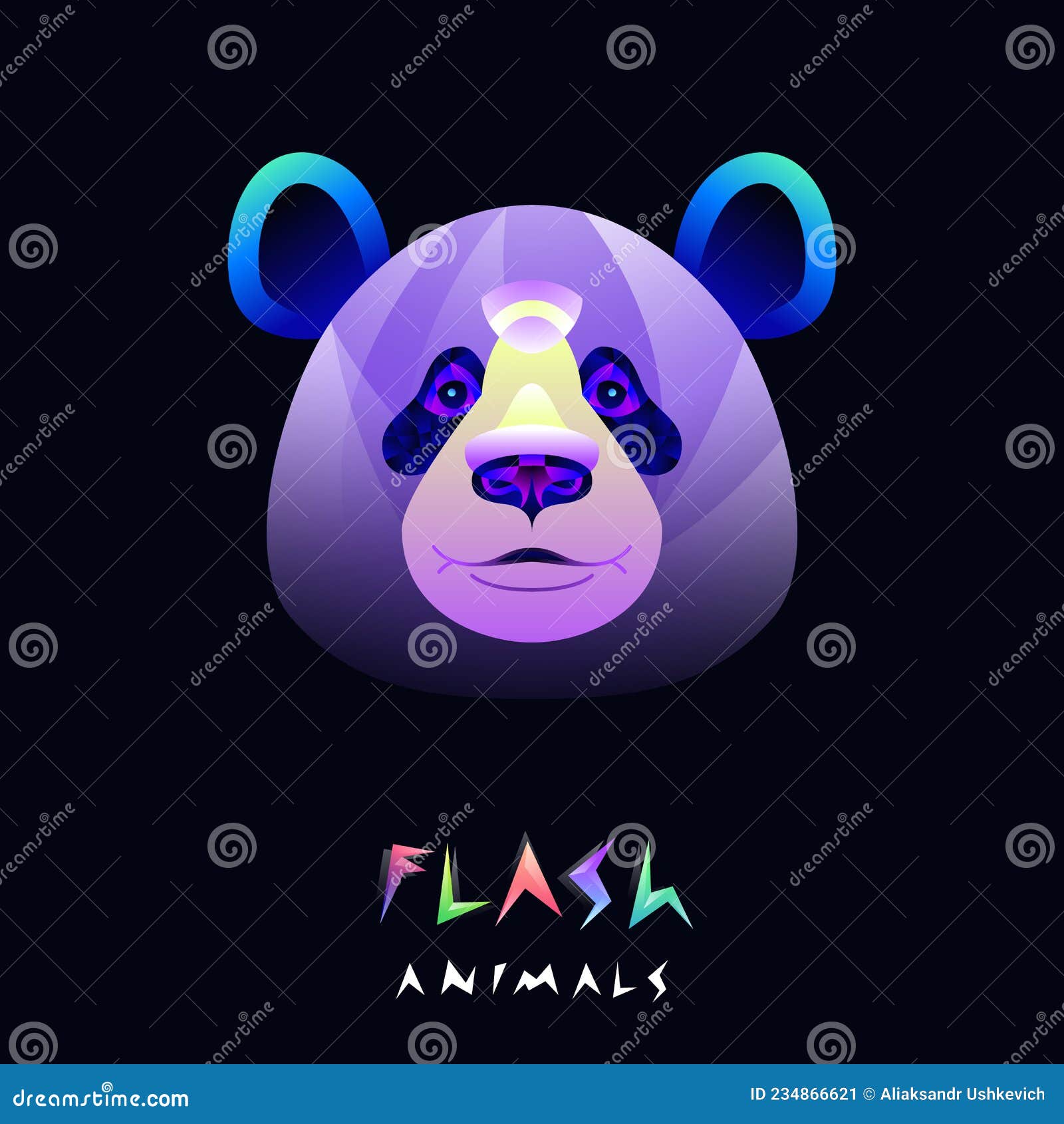 Flash panda illustration stock vector. Illustration of vintage - 234866621
