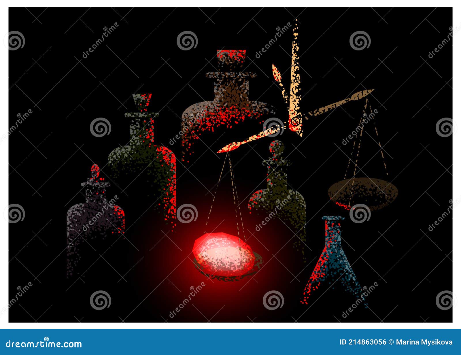 Vintage Flasks and the Philosopher`s Stone Stock Vector - Illustration ...