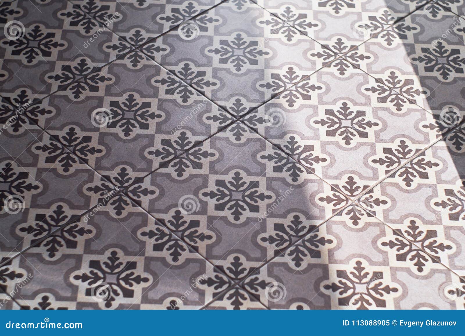 Vintage Floor Tile in Gray and White. Stock Image - Image of ceramic ...