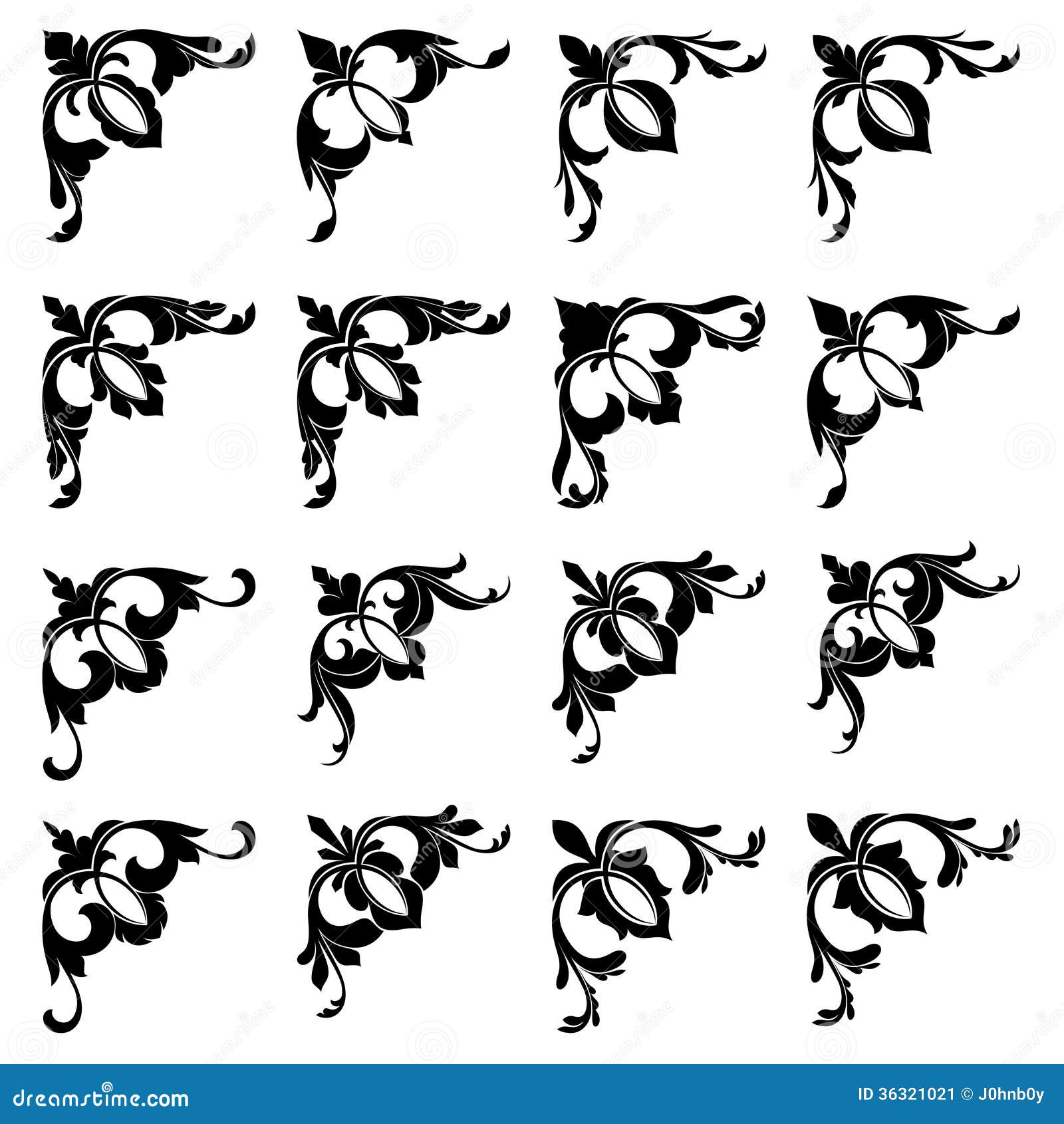 Vintage floral corner set stock vector. Illustration of intricacy ...