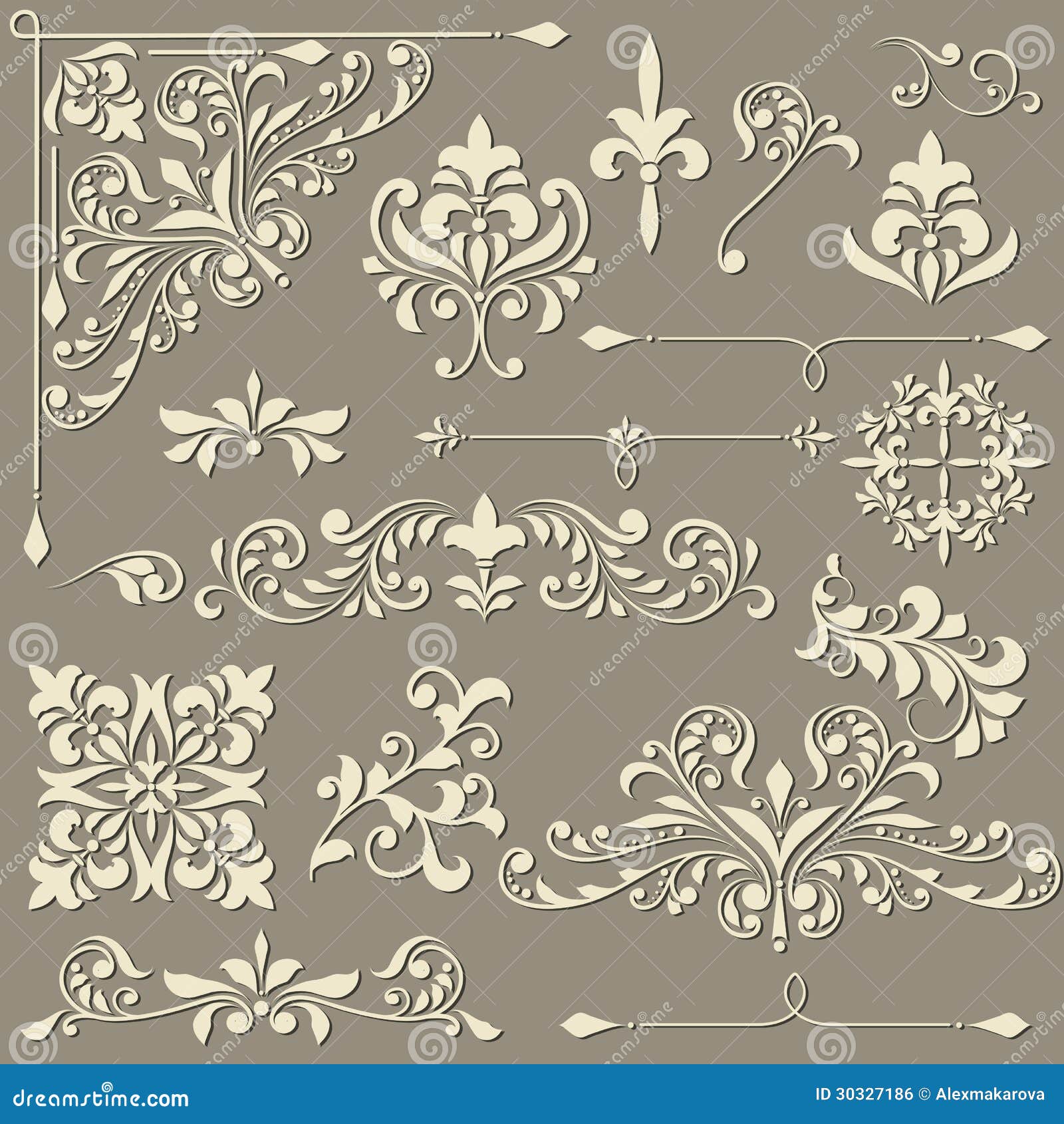 Vintage Floral Design Elements Stock Vector - Illustration of ...
