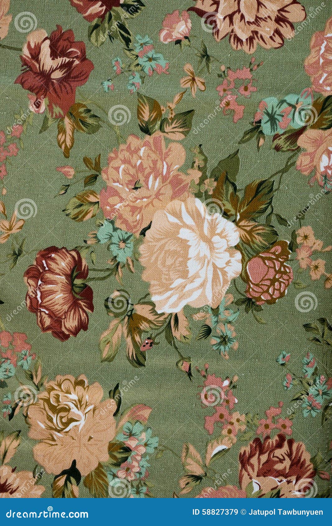Vintage floral fabric stock image. Image of adorned, abstract - 58827379