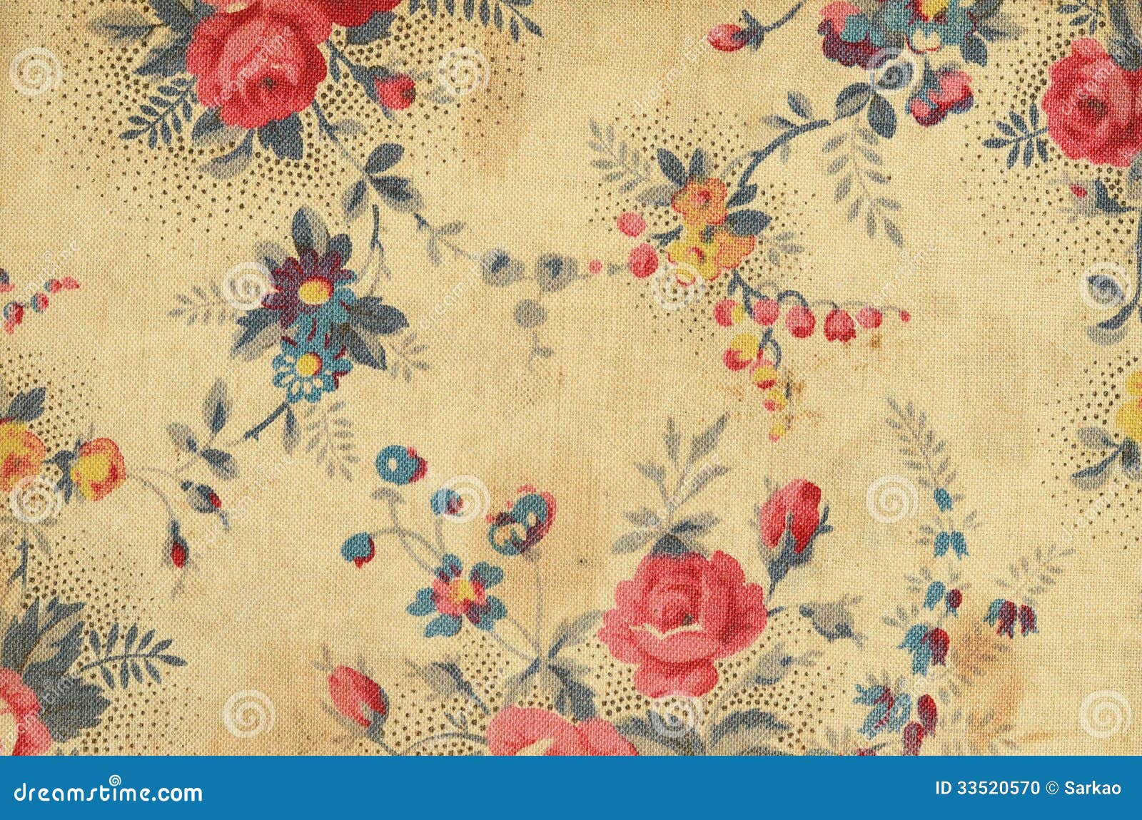 Vintage floral fabric stock photo. Image of background - 33520570