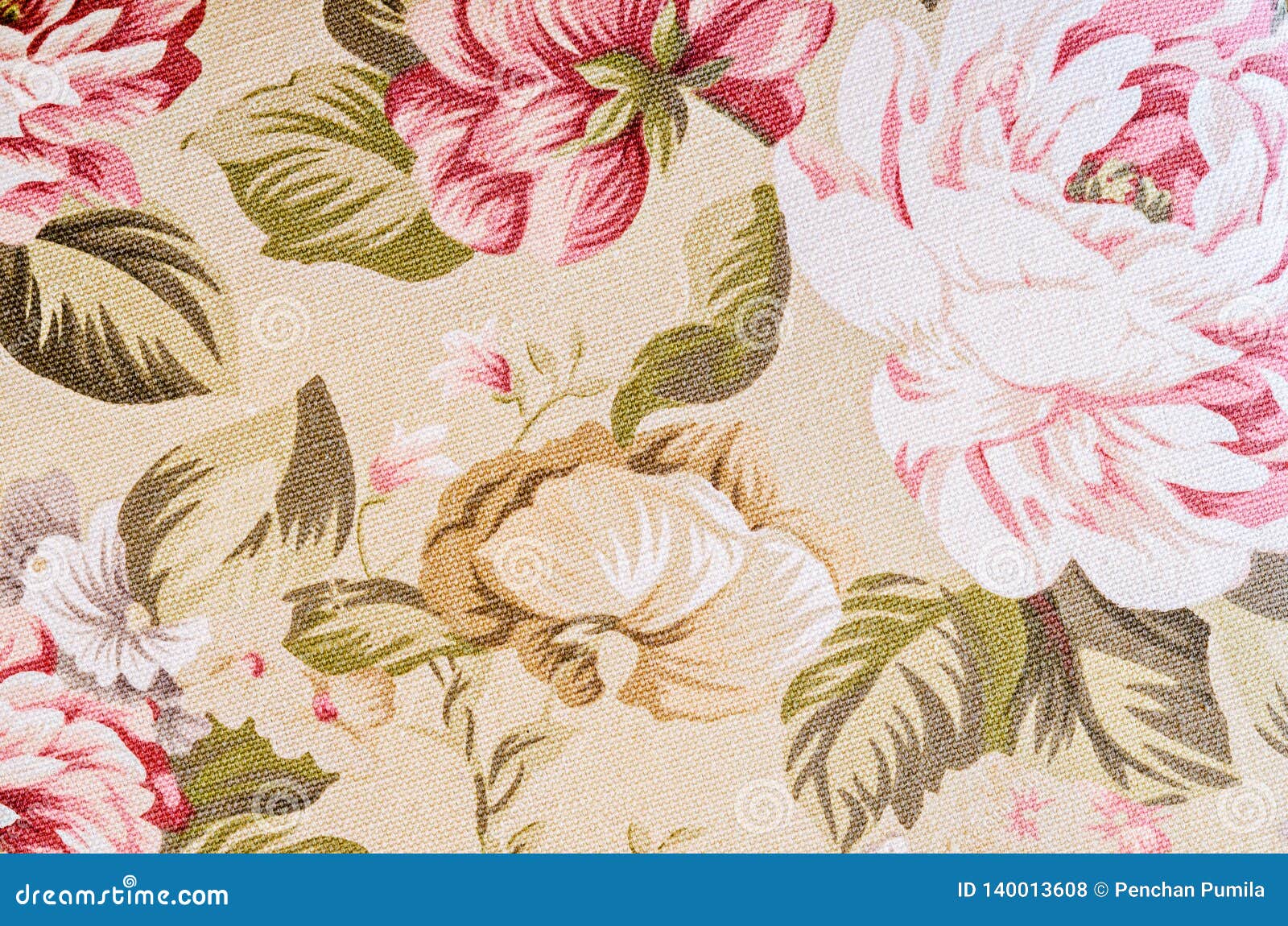 Vintage Floral Fabric Pattern Stock Photo - Image of leaf, textile ...