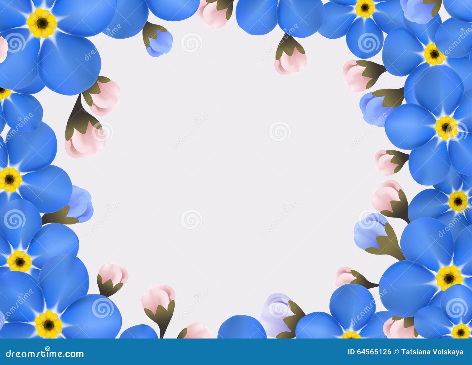 Vintage Floral Forget-me-not Flower Round Frame Stock Vector ...