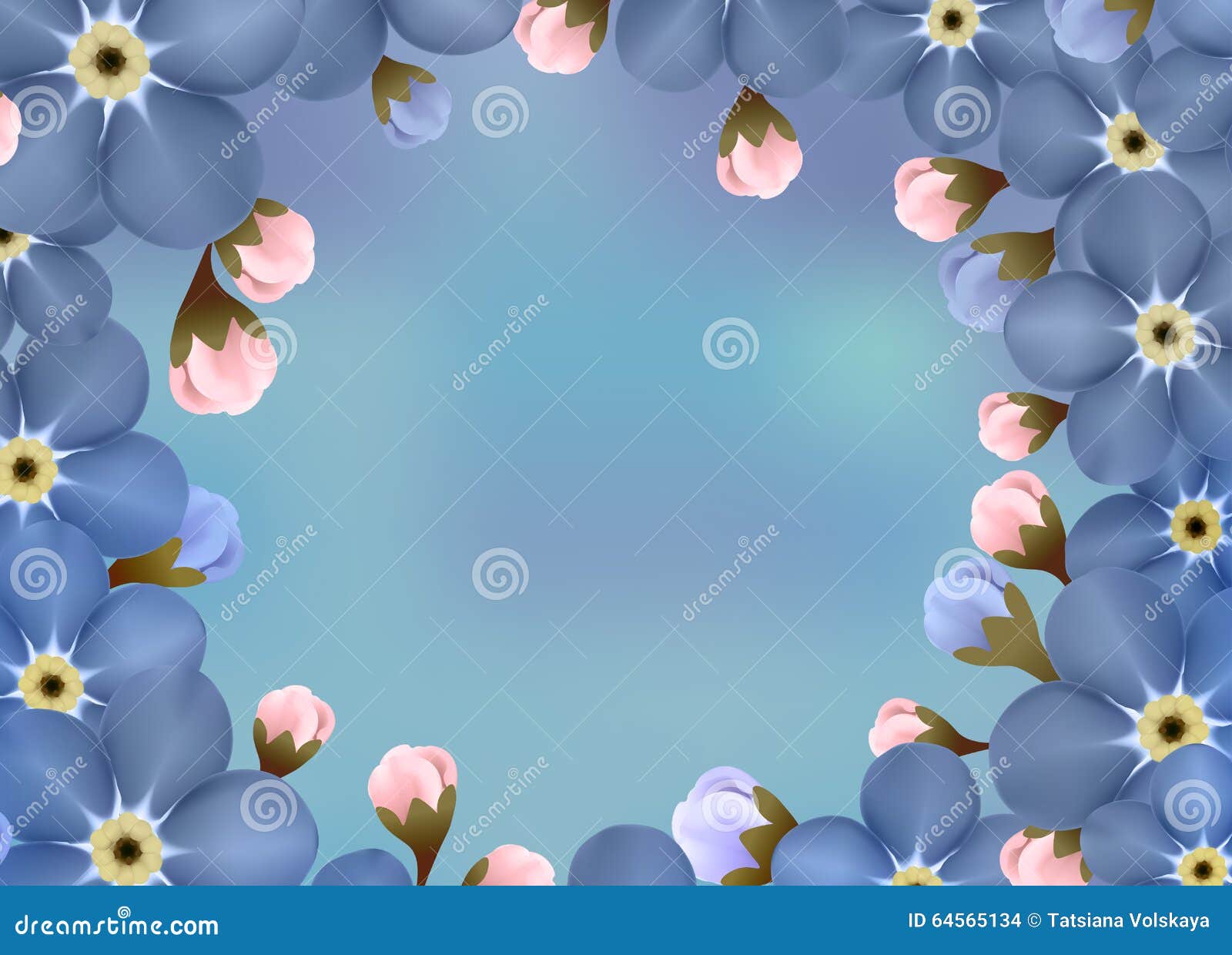 Vintage Floral Forget-me-not Flower Round Frame Stock Vector ...
