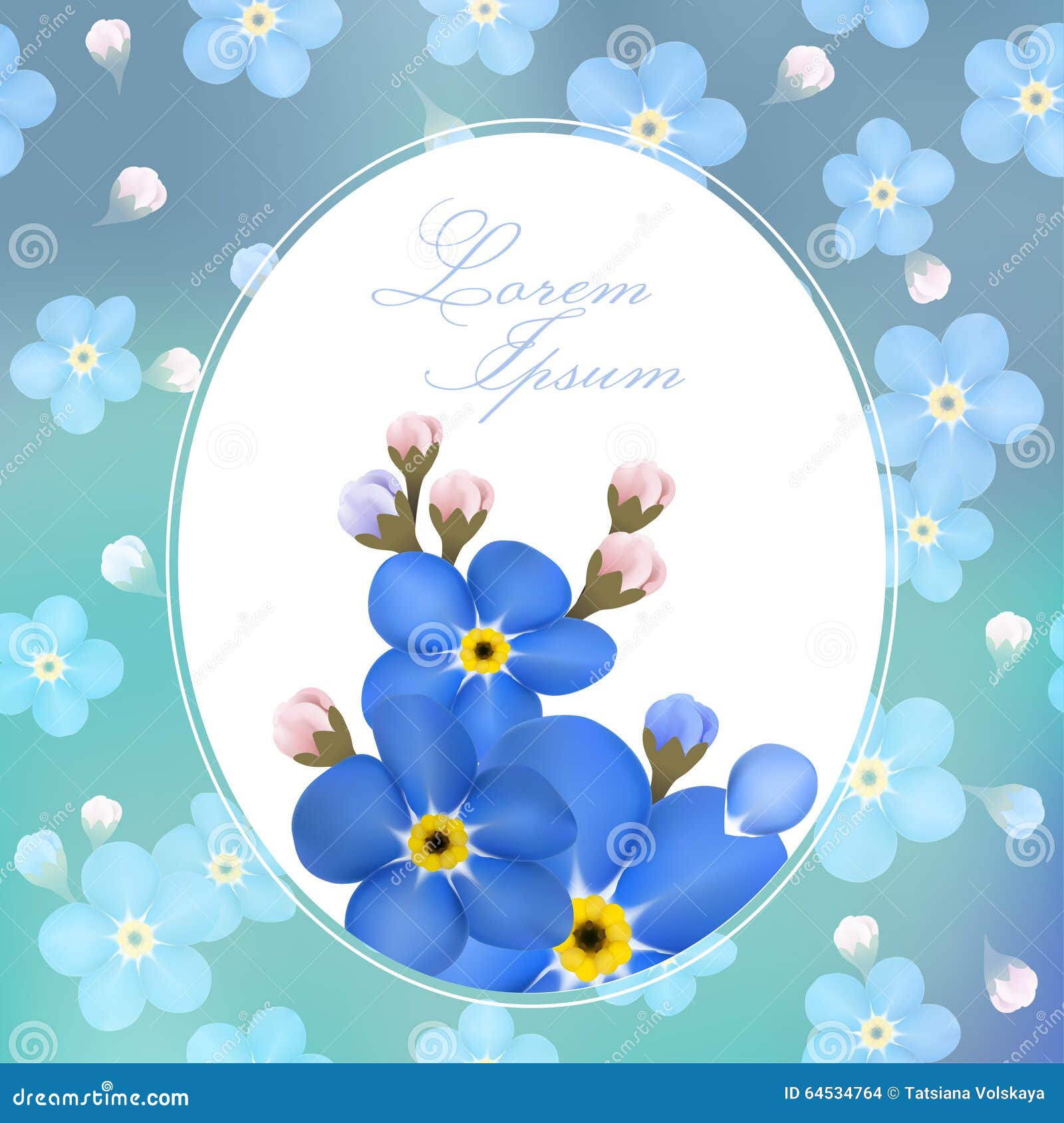 Vintage Floral Forget-me-not Flower Round Frame, Copyspace Stock Vector ...