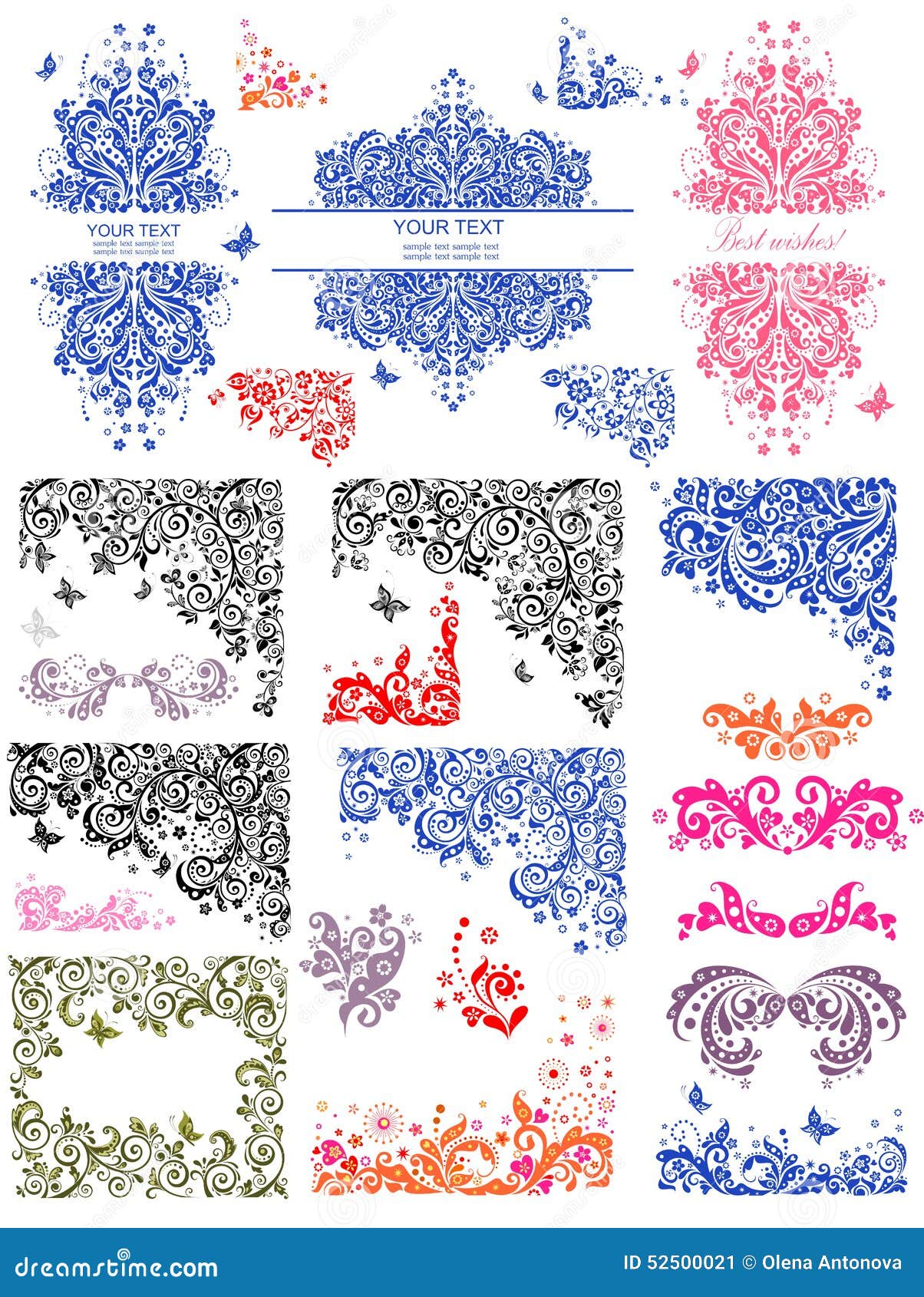 Vintage floral headers stock vector. Illustration of celebration - 52500021