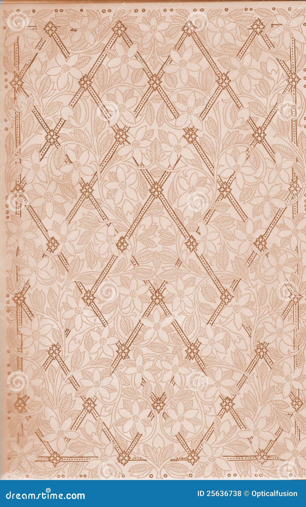 Vintage Floral and Lattice Pattern Paper from Book Stock Photo - Image ...