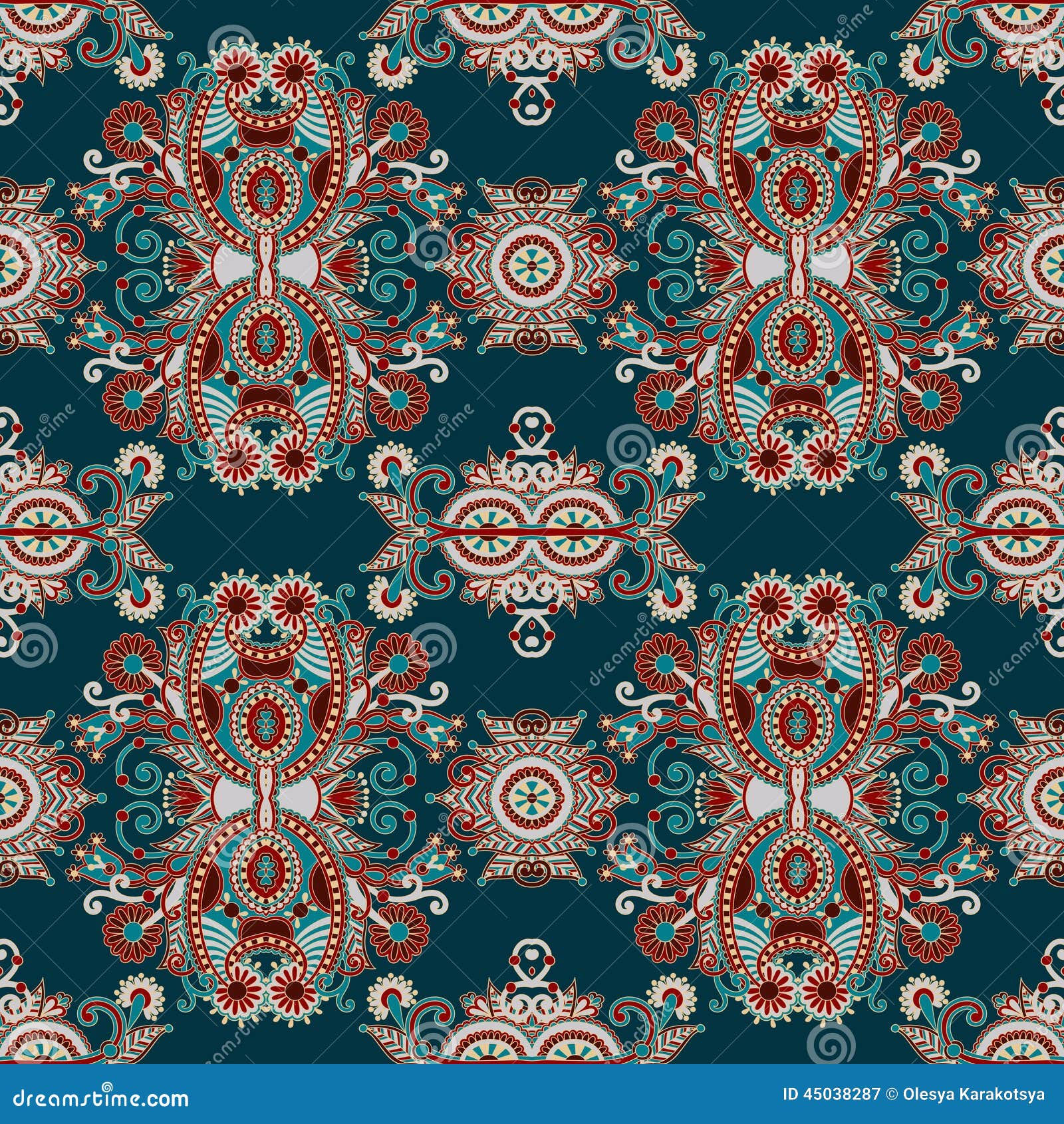 Vintage Floral Paisley Seamless Pattern Stock Vector - Illustration of ...