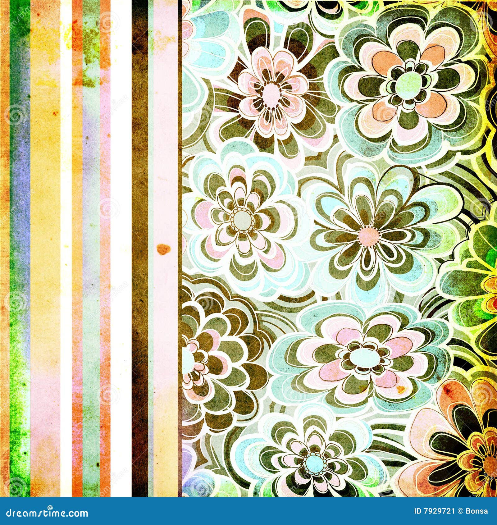 Vintage floral paper stock illustration. Illustration of color - 7929721