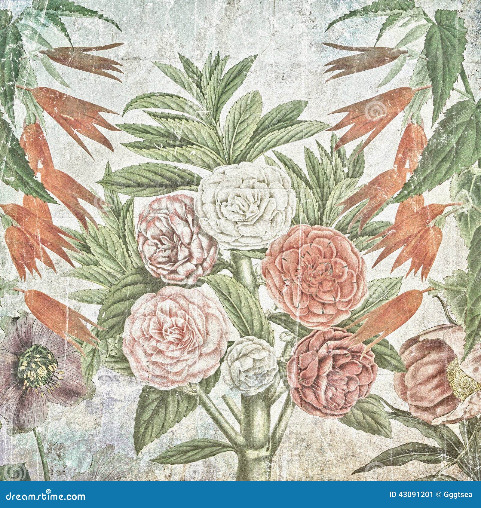 Vintage Floral Paper Background Stock Illustration - Illustration of ...