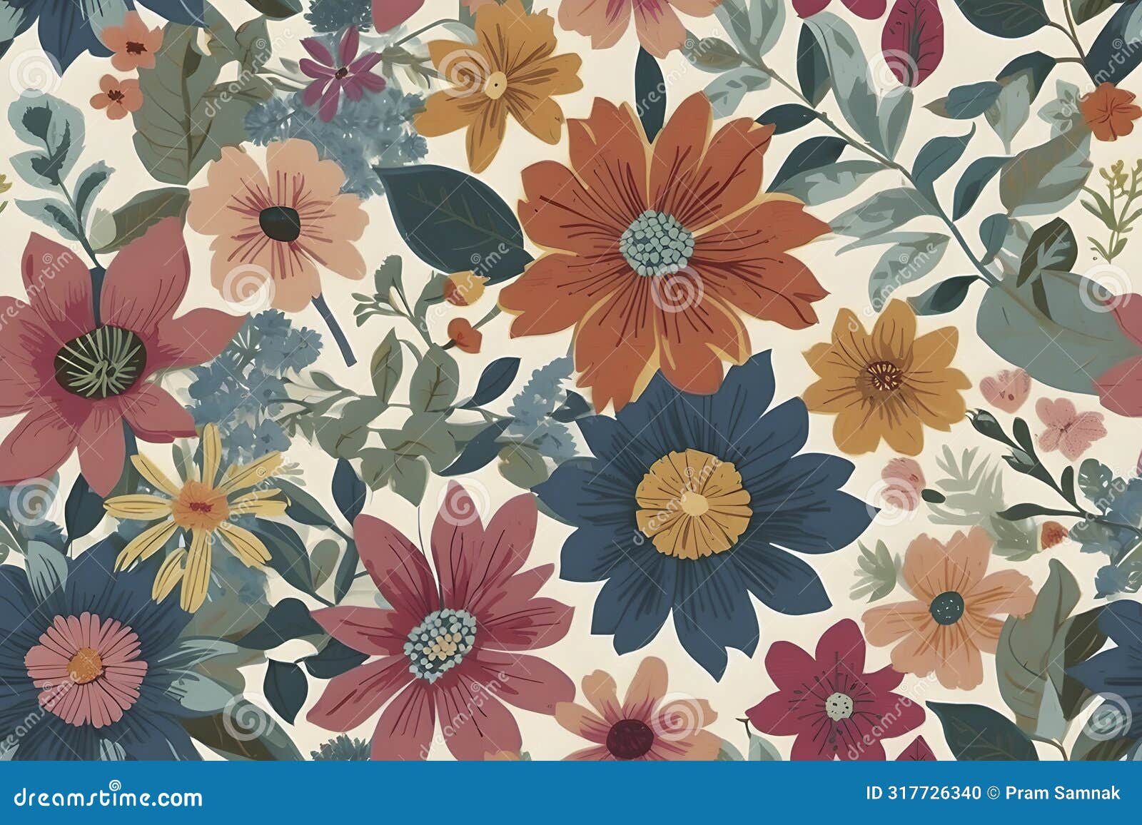 A Vintage Floral Patchwork Seamless Pattern. Stock Illustration ...