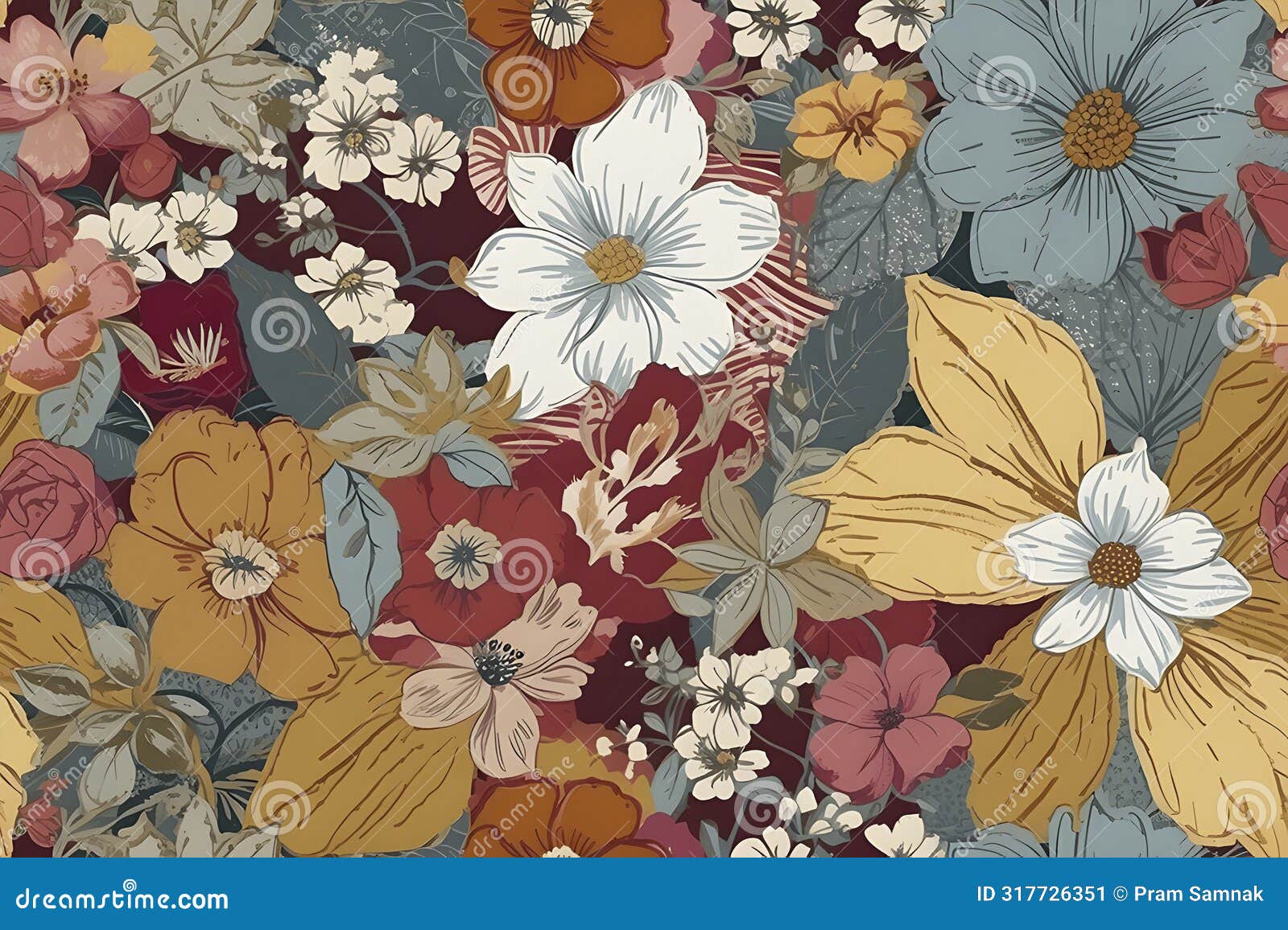 A Vintage Floral Patchwork Seamless Pattern. Stock Illustration ...