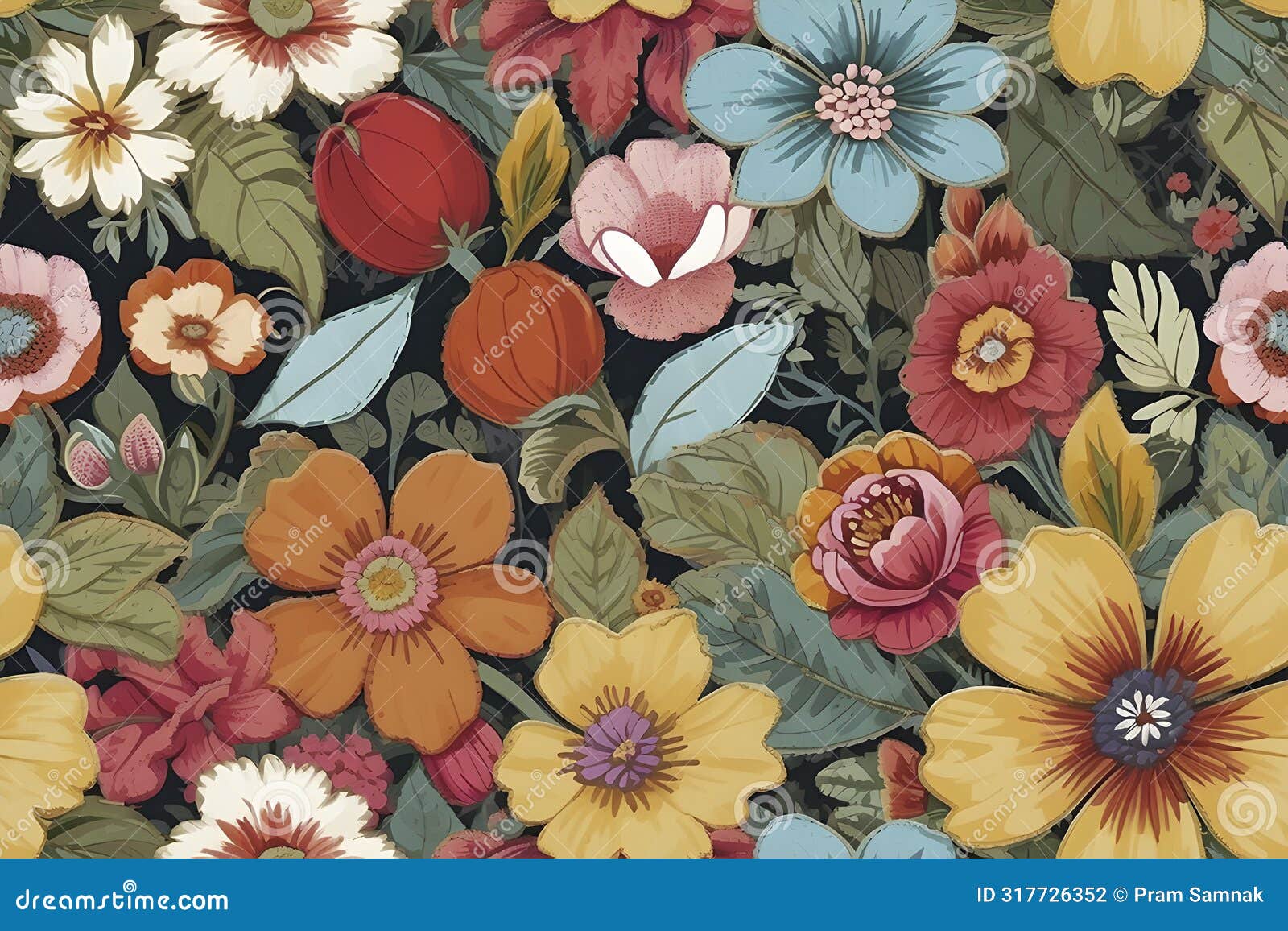 A Vintage Floral Patchwork Seamless Pattern. Stock Illustration ...