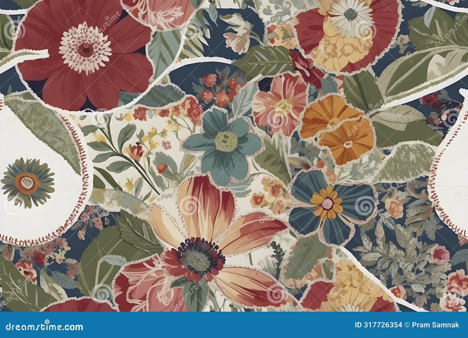 A Vintage Floral Patchwork Seamless Pattern. Stock Illustration ...