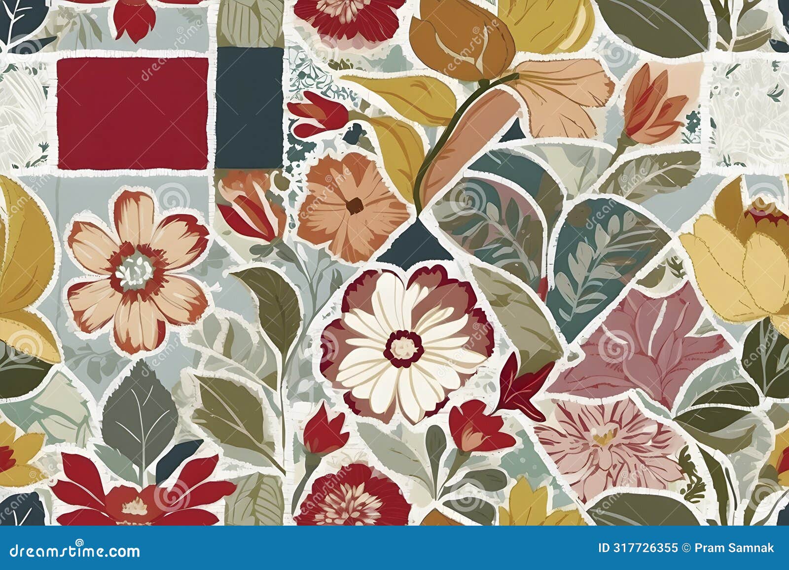 A Vintage Floral Patchwork Seamless Pattern. Stock Illustration ...