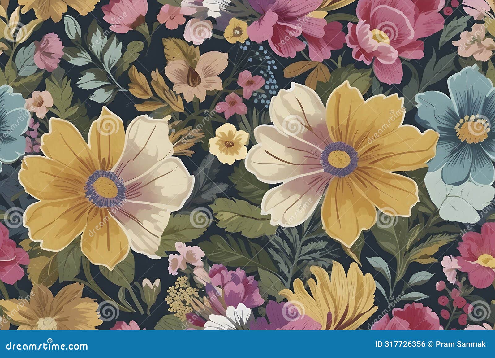 A Vintage Floral Patchwork Seamless Pattern. Stock Illustration ...