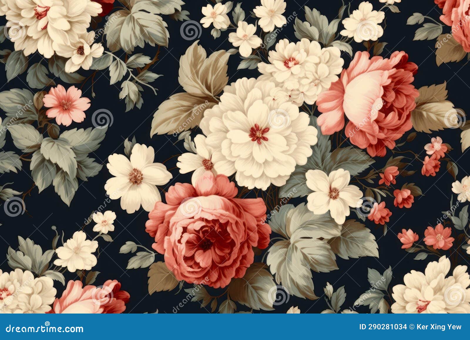 Vintage Floral Patterns Wallpaper Stock Illustration - Illustration of ...
