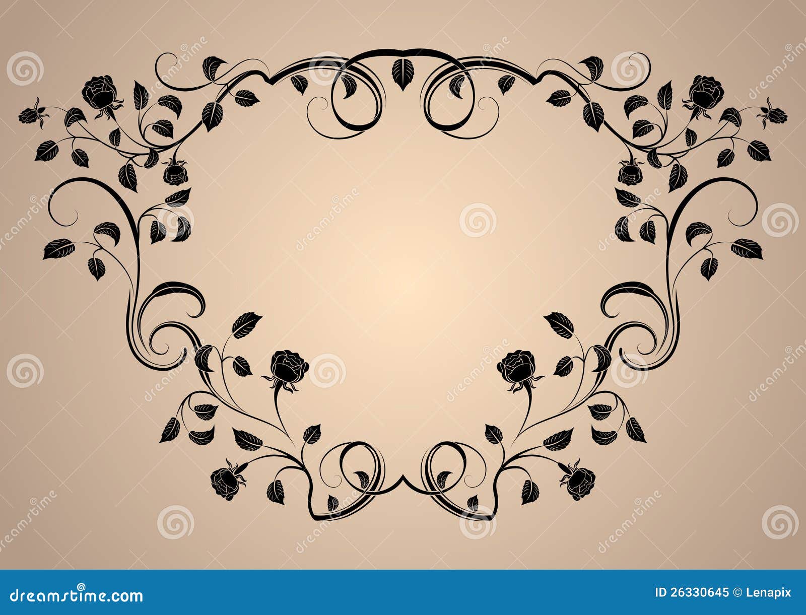 Vintage floral rose frame stock vector. Illustration of antiquity ...