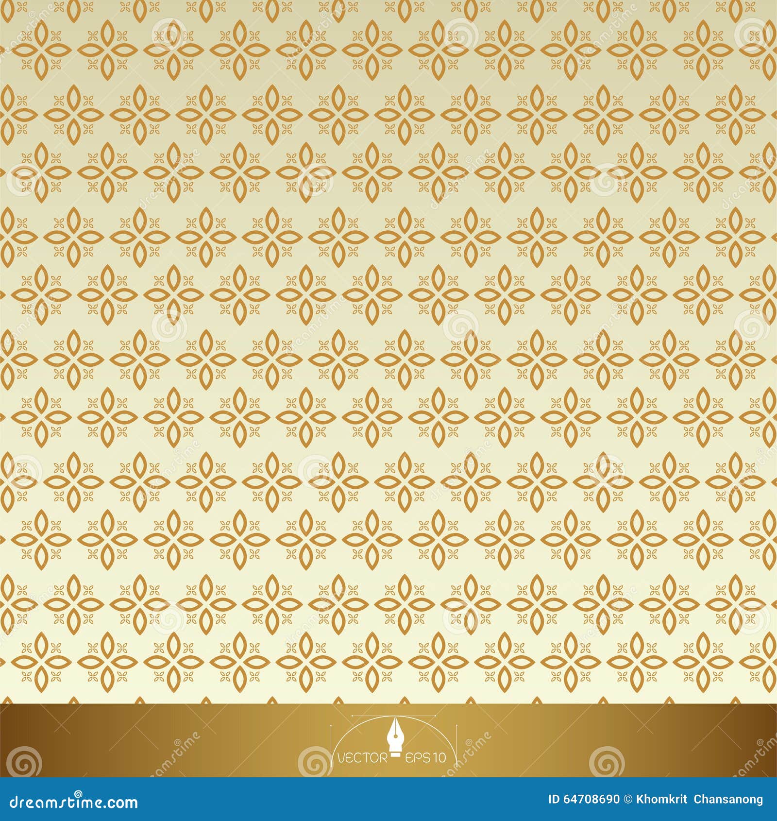 Vintage Floral Seamless Ornate Patterns. Gold with Beige Stock Vector ...