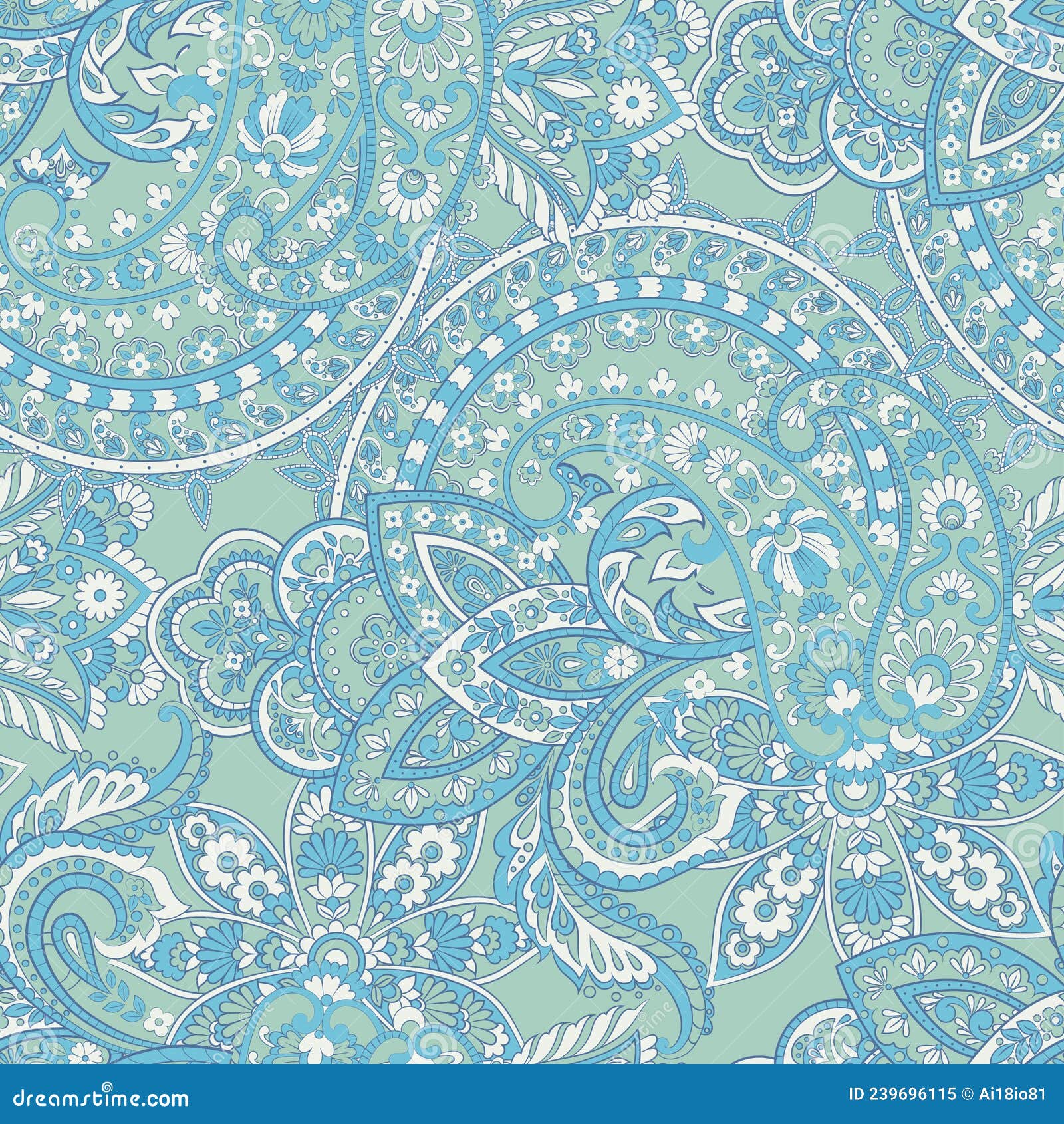 Vintage Floral Seamless Paisley Pattern. Seamless Vector Design Stock ...