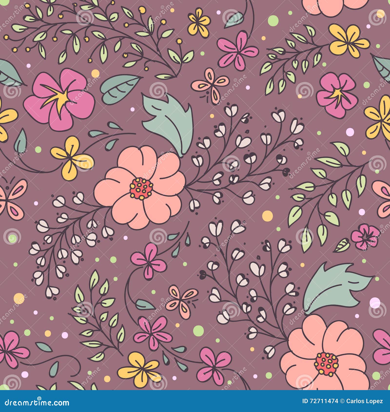 Vintage Floral Seamless Pattern Stock Vector - Illustration of retro ...