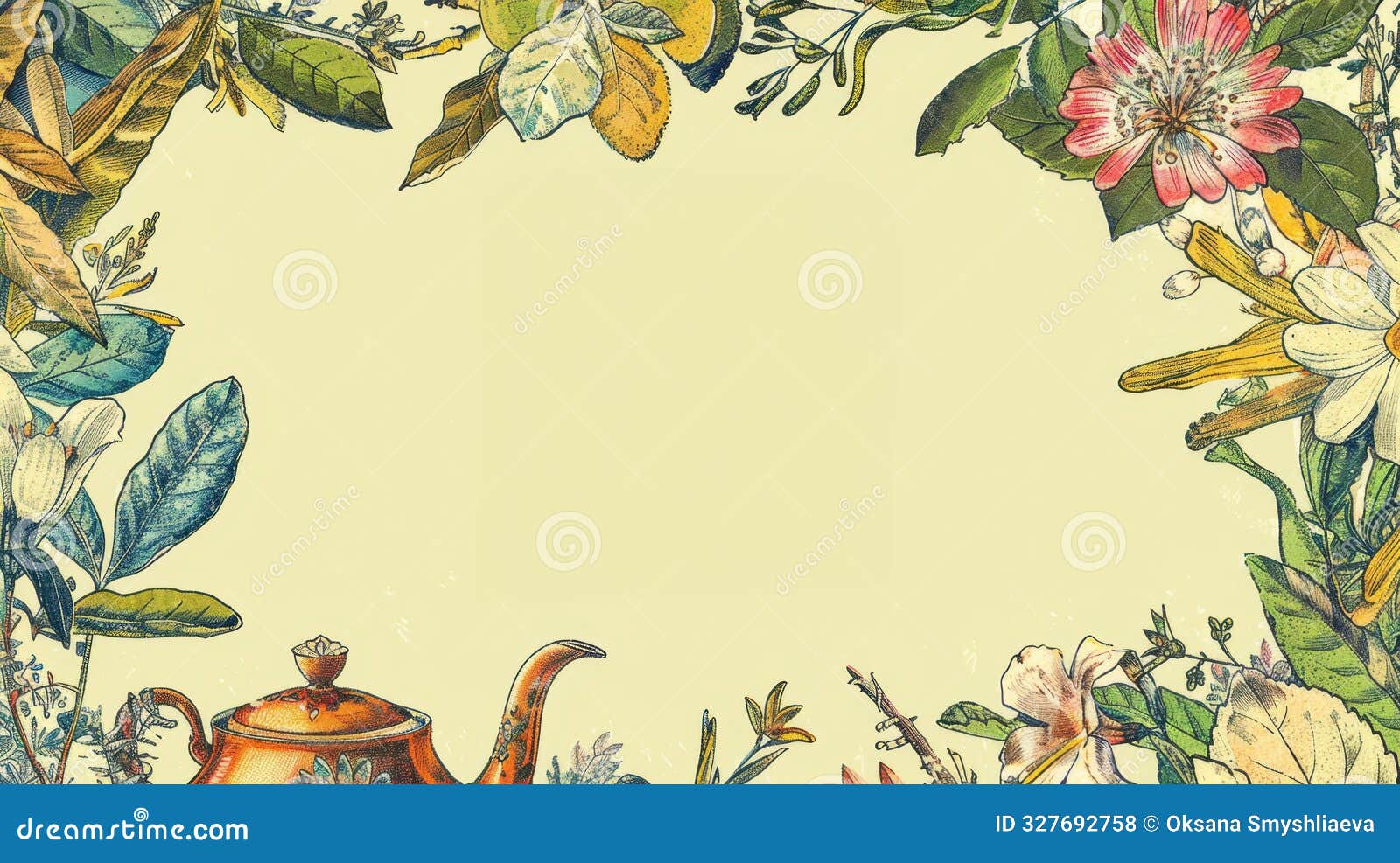 Vintage Floral Tea Party Invitation Background Design Stock Photo ...