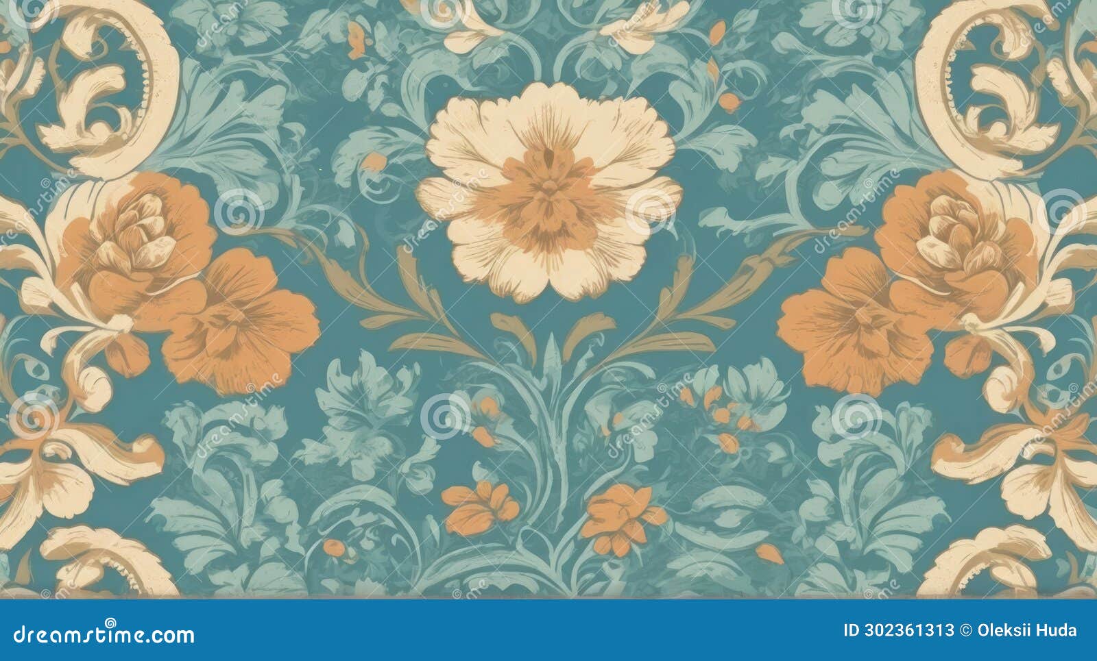 Vintage floral wallpaper stock illustration. Illustration of fashion ...