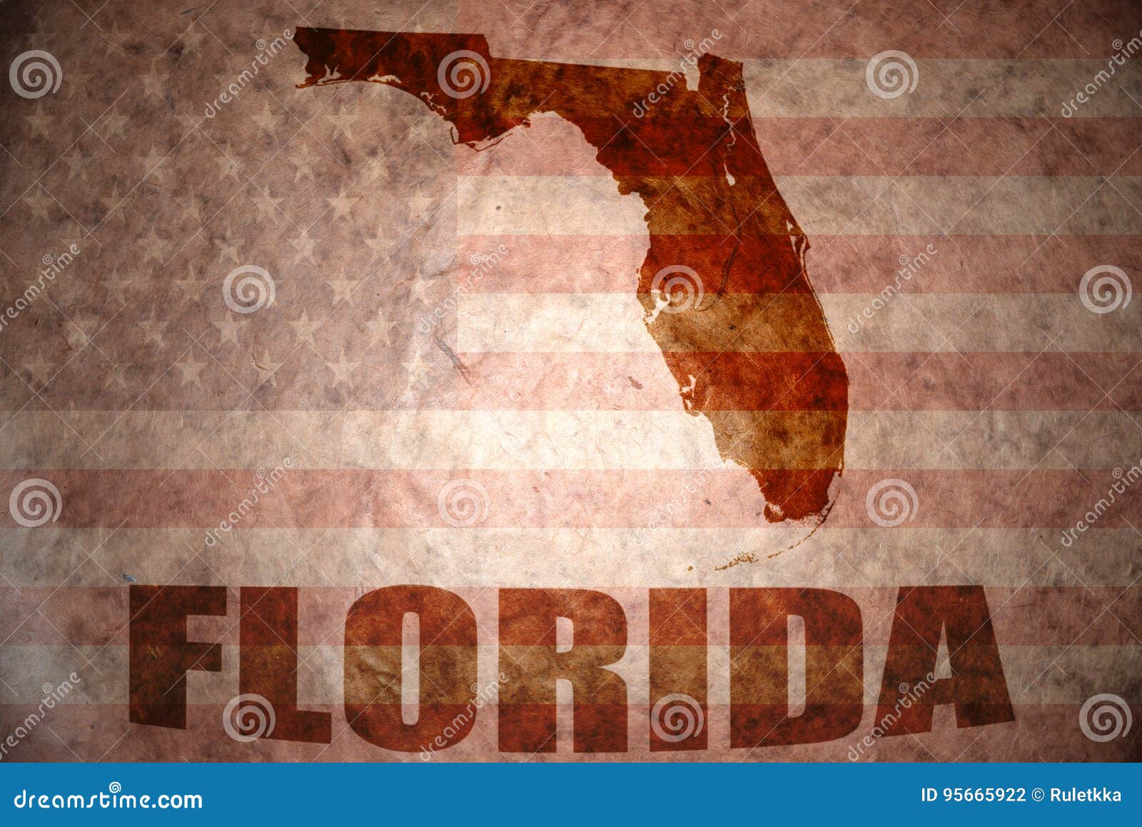 Florida Flag On White Box And State Flag Barcode With Fragile Symbol On ...