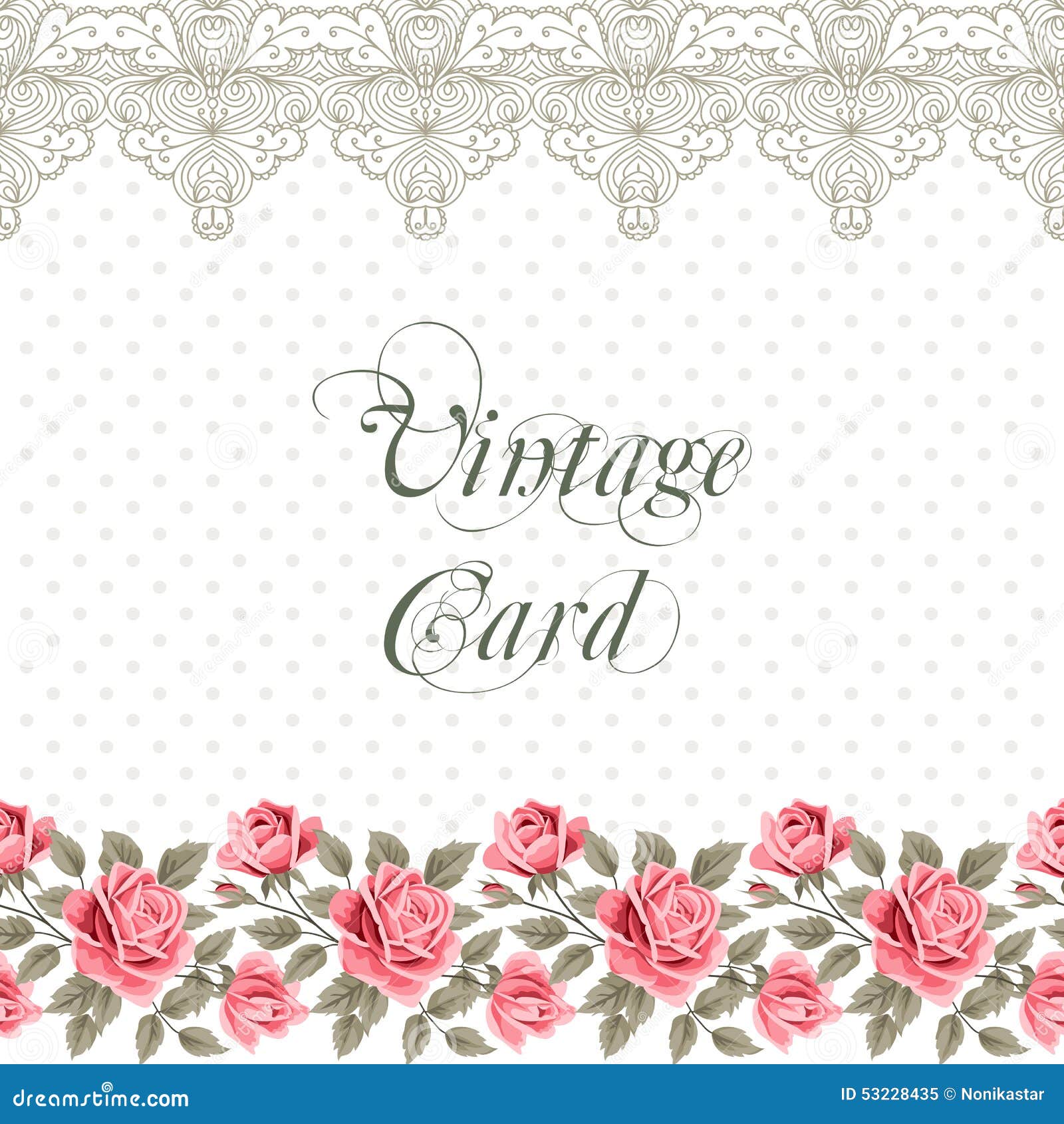 Vintage Flower Card with Roses Stock Vector - Illustration of artistic ...