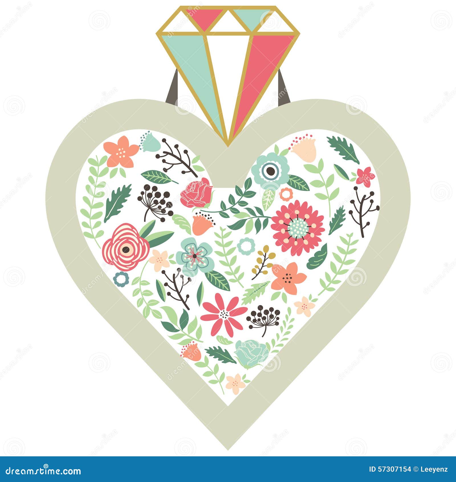Vintage Flower Diamond Ring Stock Vector - Illustration of fashioned ...