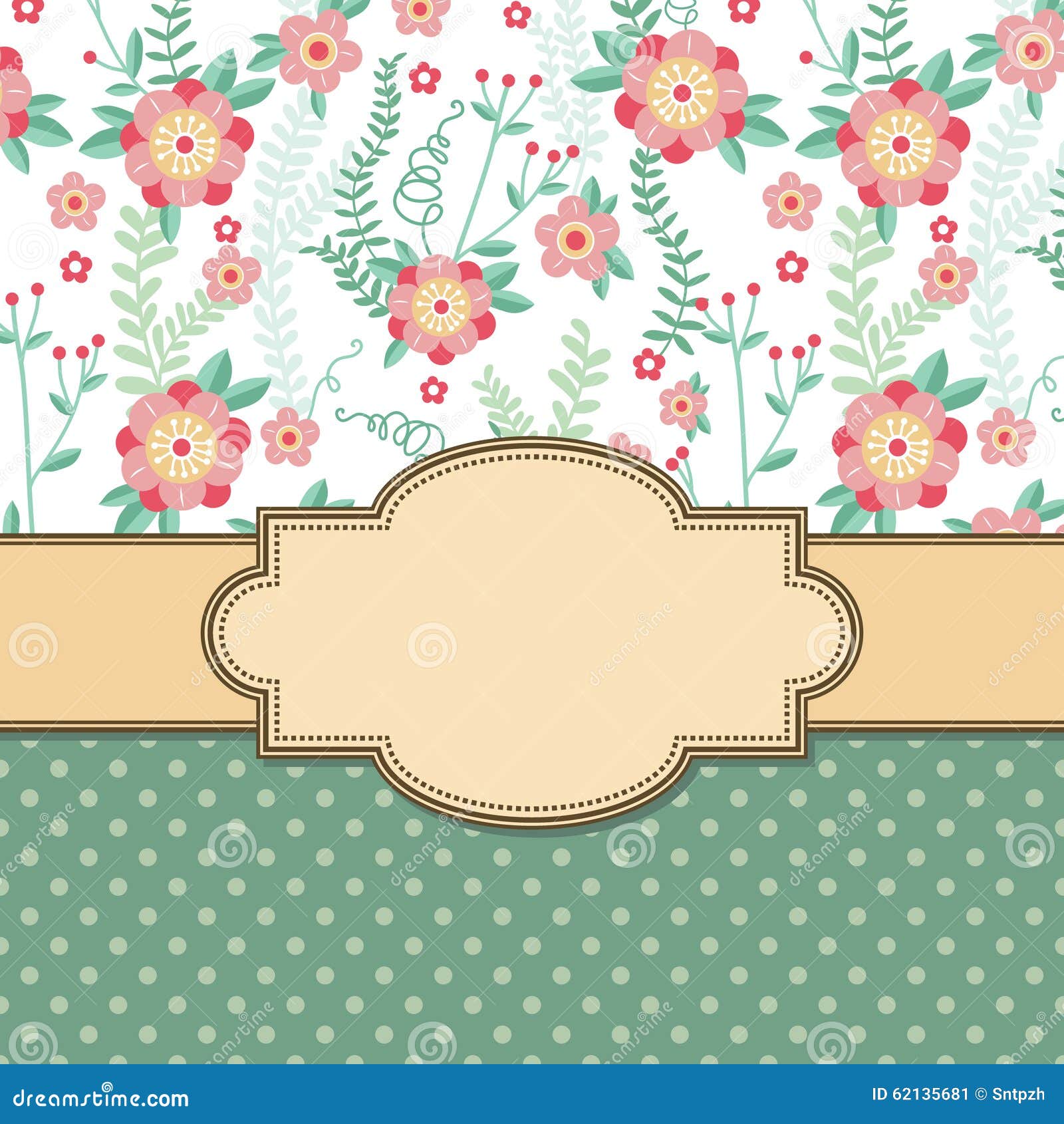 Vintage Flower Frame. Background with Leaves Stock Vector ...