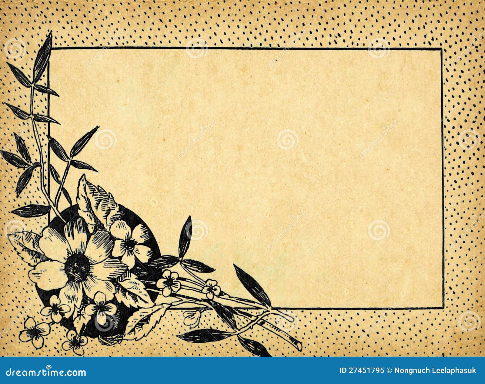 Vintage Flower Frame On Old Paper Stock Image | CartoonDealer.com #27451795