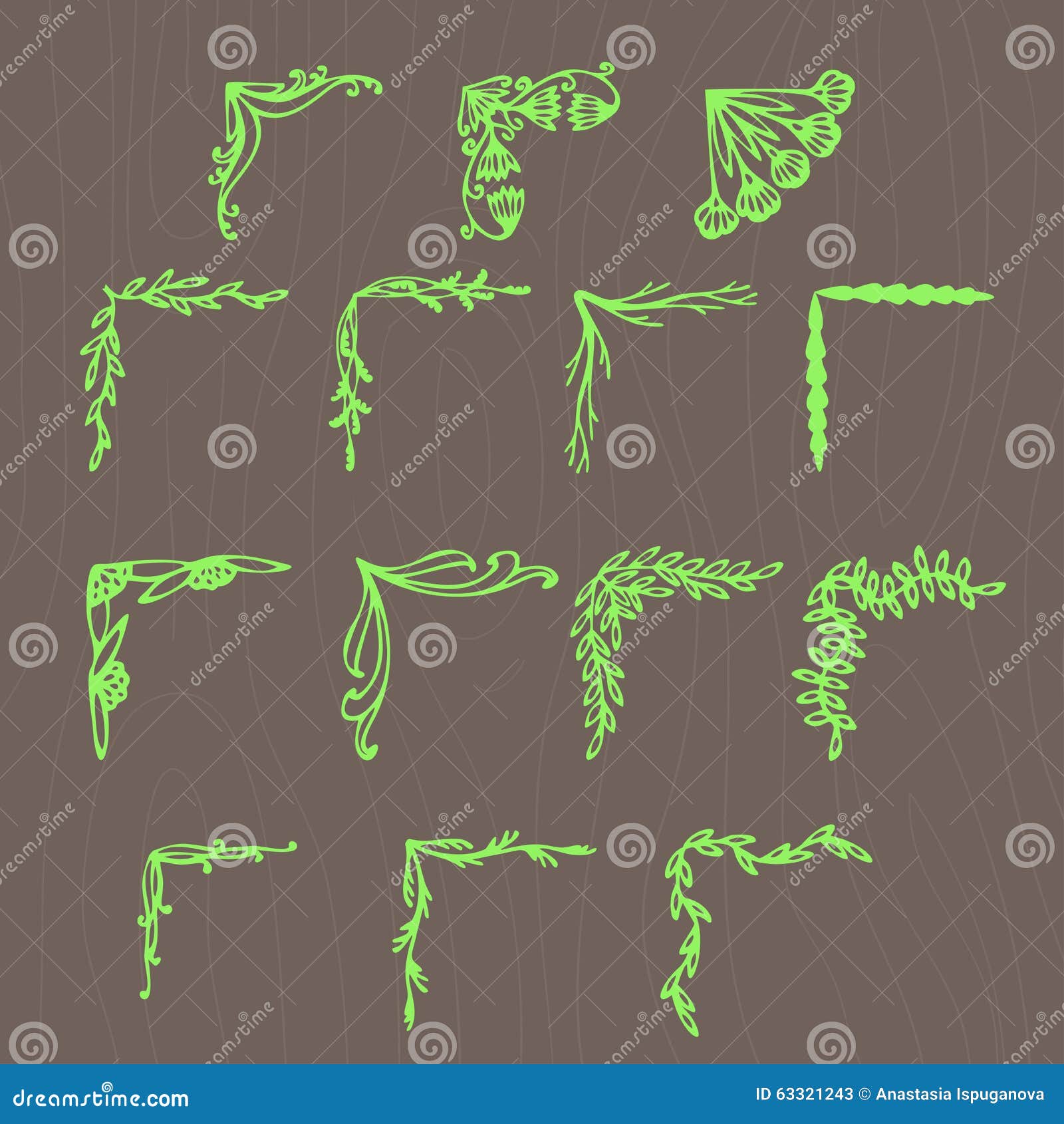 Vintage Flower Rustic Elements Corners Stock Illustration ...