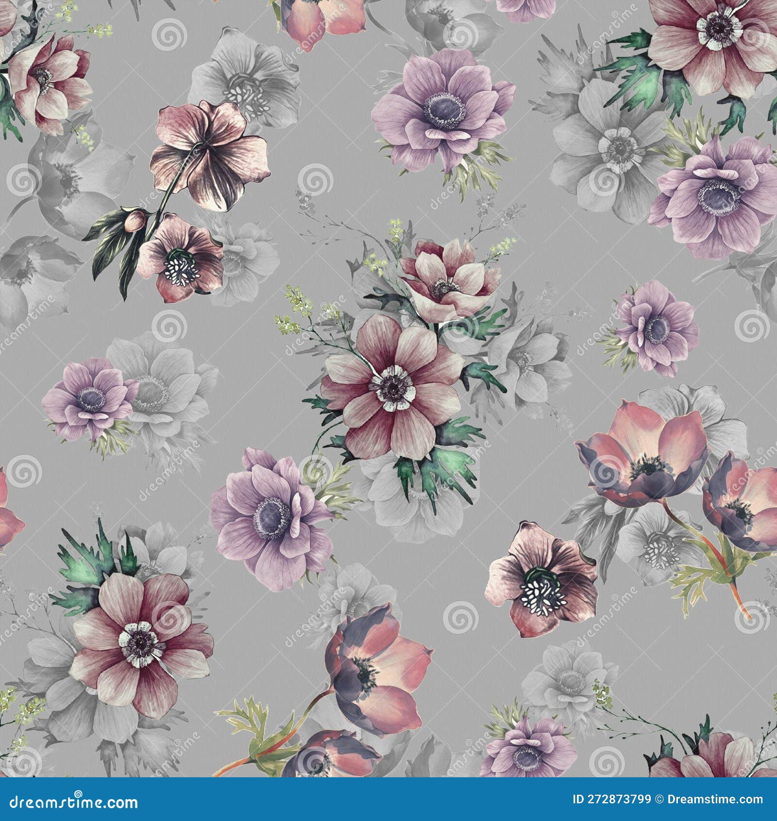 Vintage Flower Seamless Pattern with Metallic Color Ground Digital ...