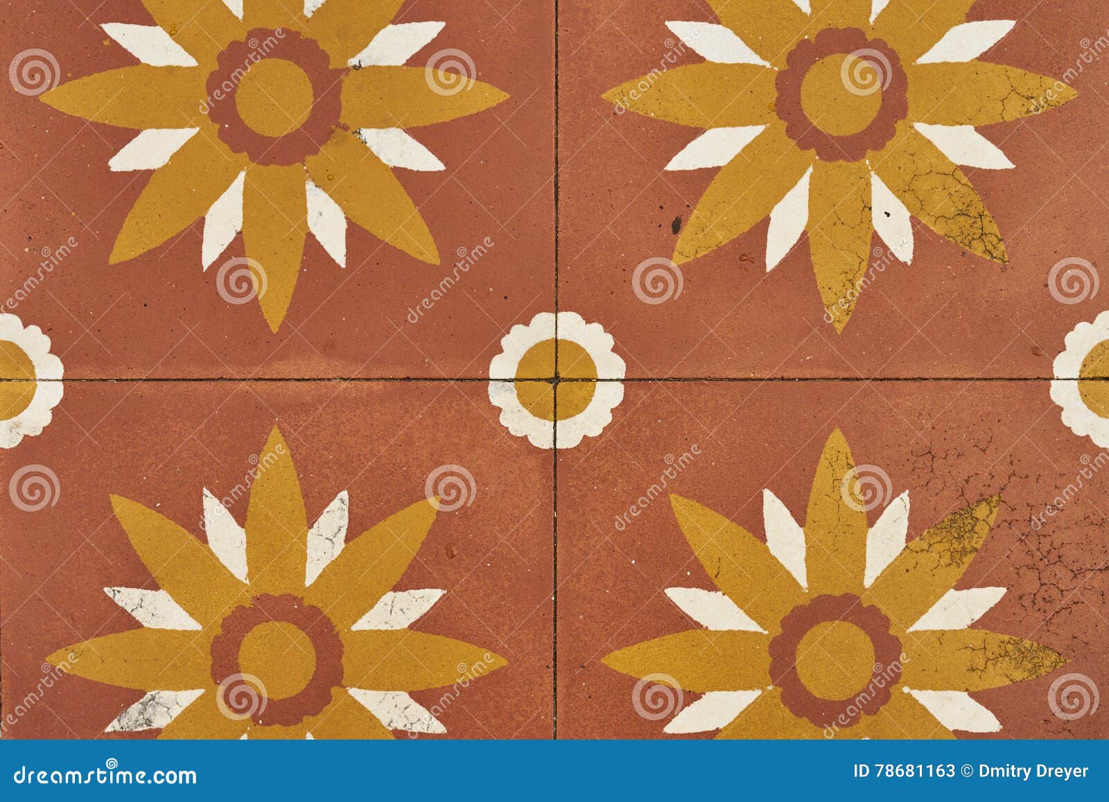 Vintage Flower Tiles Texture Stock Image - Image of tiled, retro: 78681163