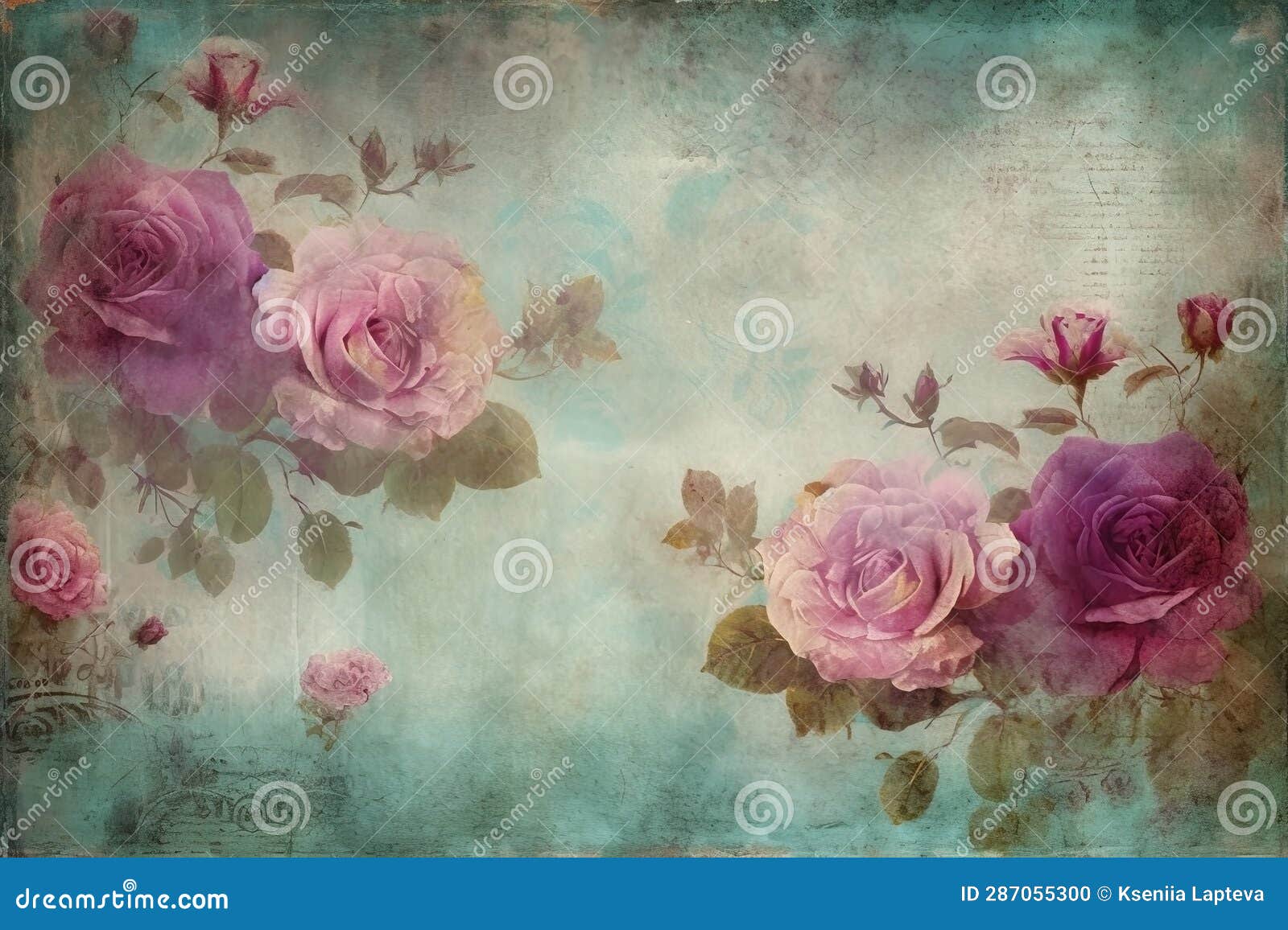 Vintage Flowers Background. Old Wallpaper Stock Illustration ...