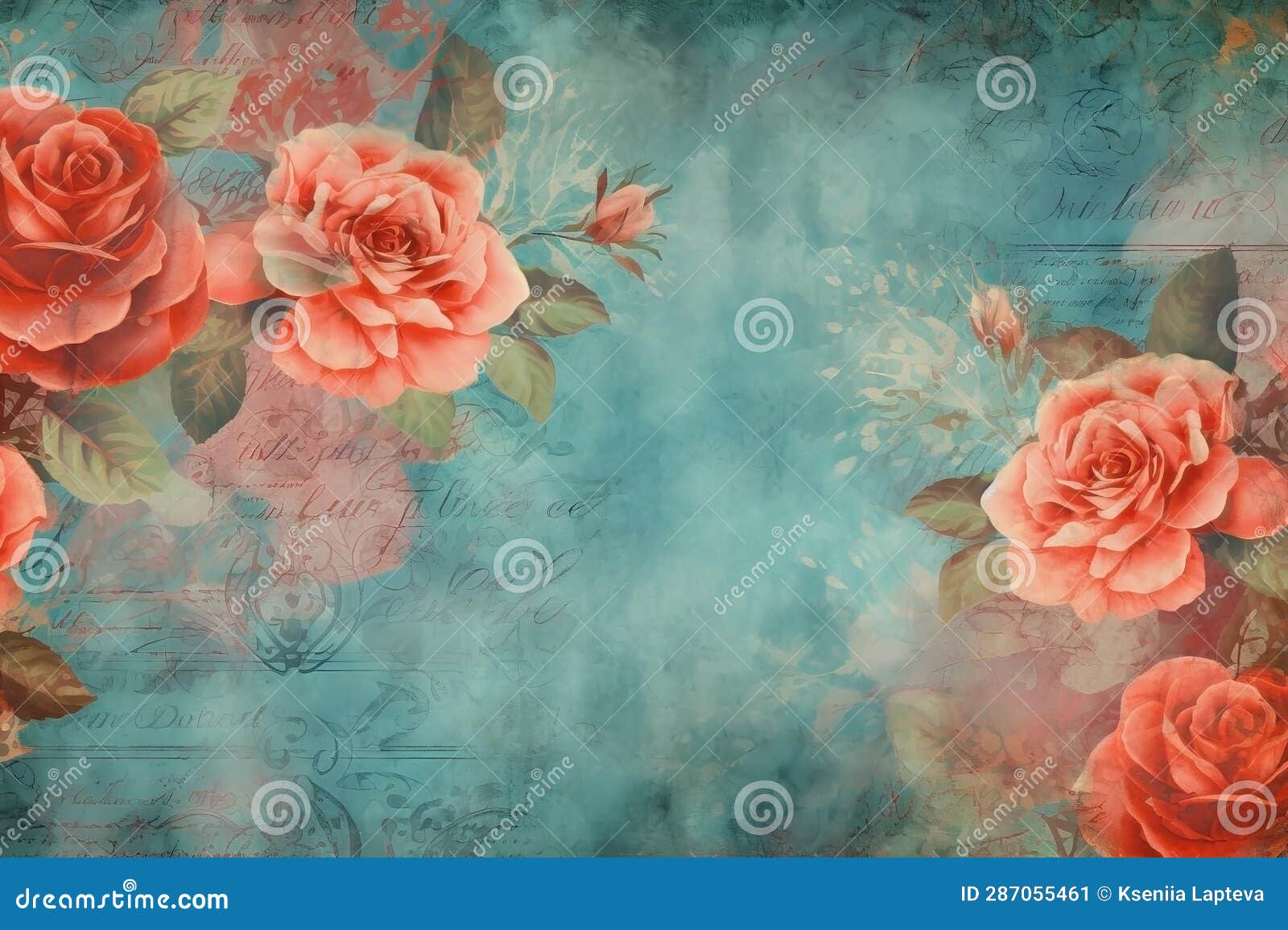 Vintage Flowers Background. Old Wallpaper Stock Illustration ...