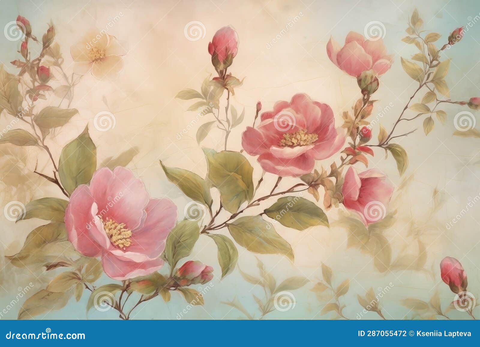 Vintage Flowers Background. Old Wallpaper Stock Illustration ...