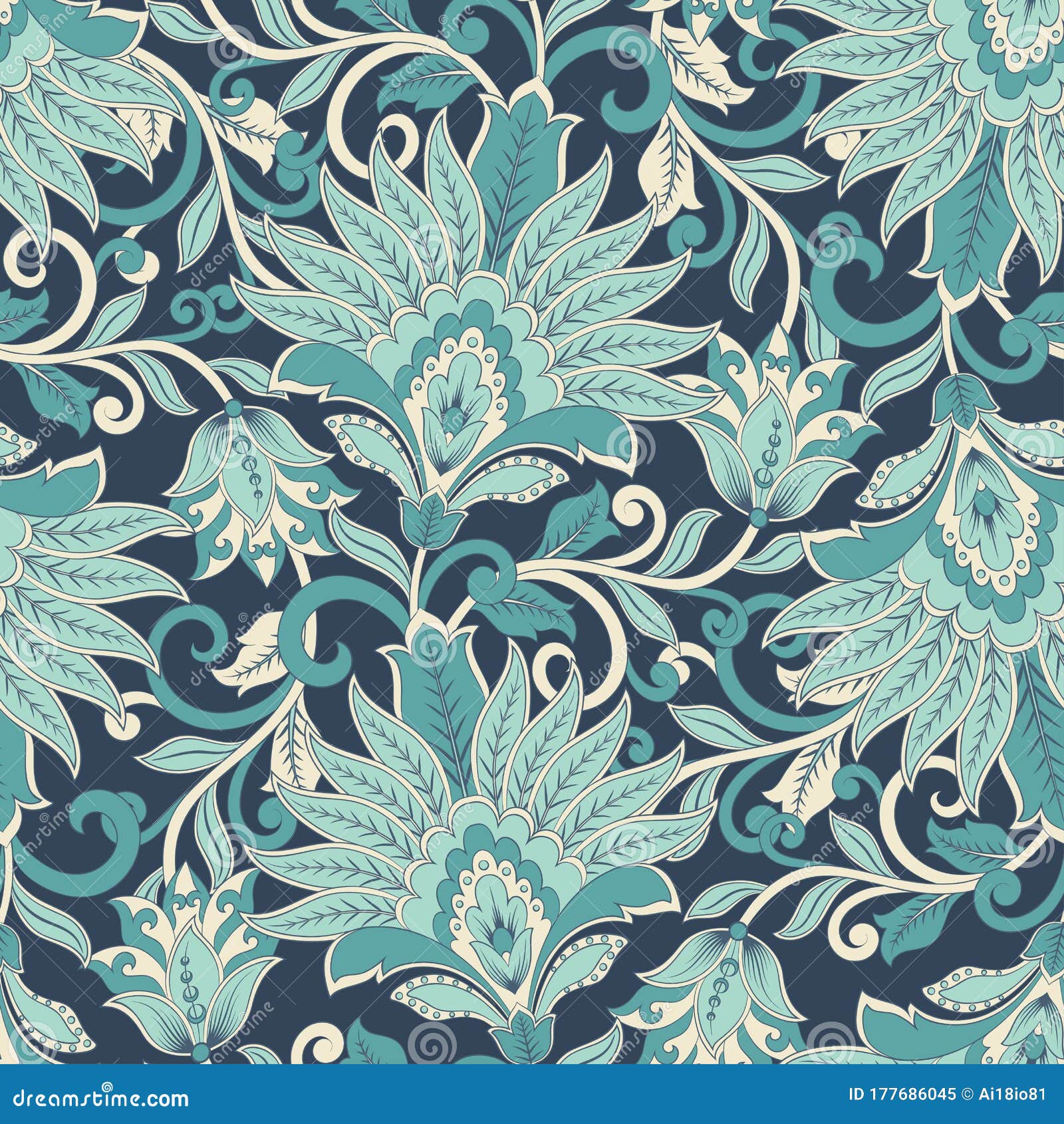 Vintage Flowers Seamless Pattern. Floral Vector Background Stock Vector ...