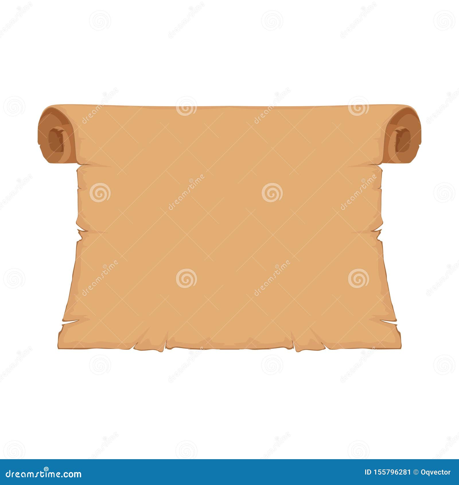 Vintage Folded Paper Scroll. Isolated on White Background. Vector ...