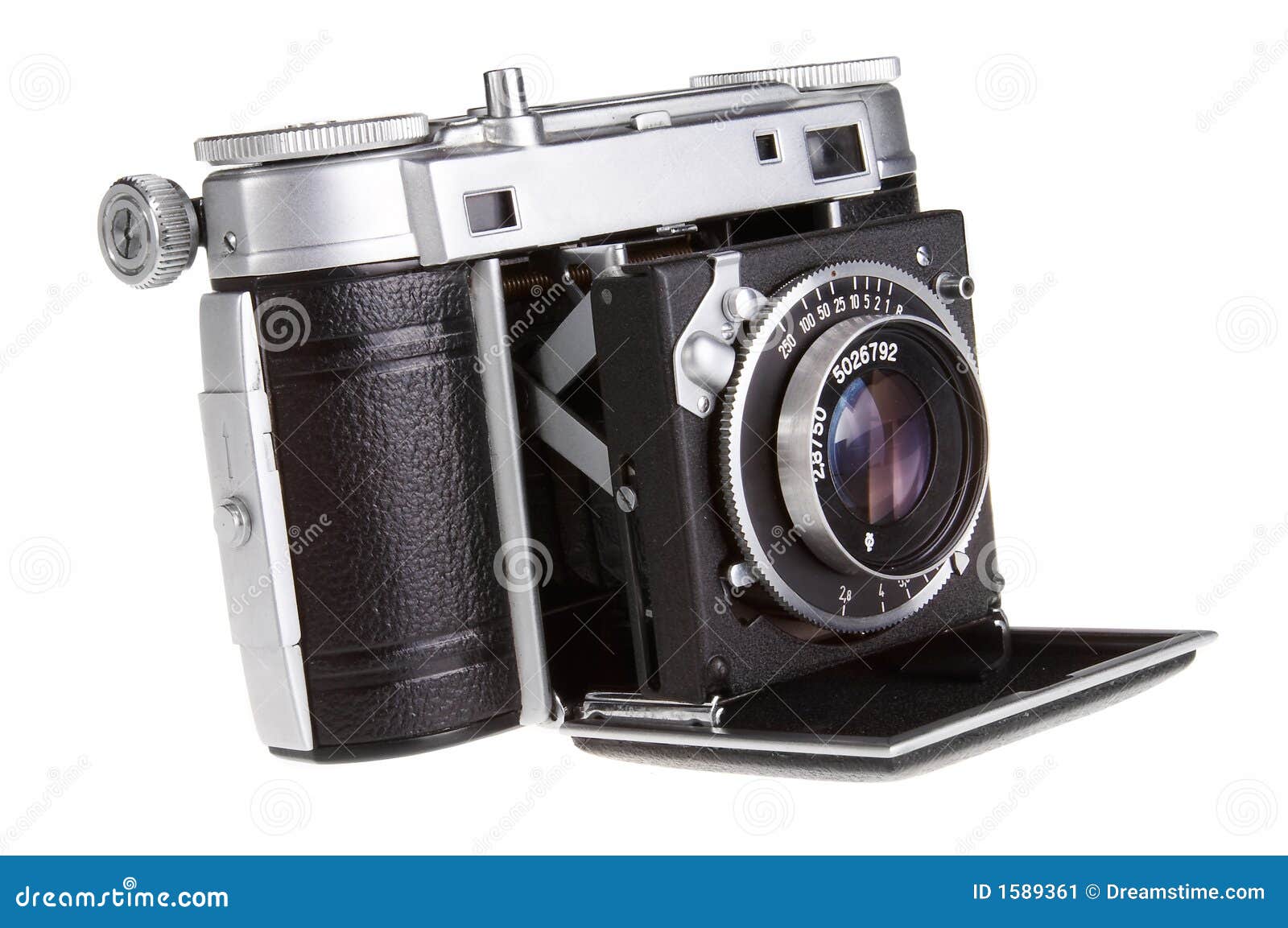 Vintage folding camera stock image. Image of detail, focus - 1589361