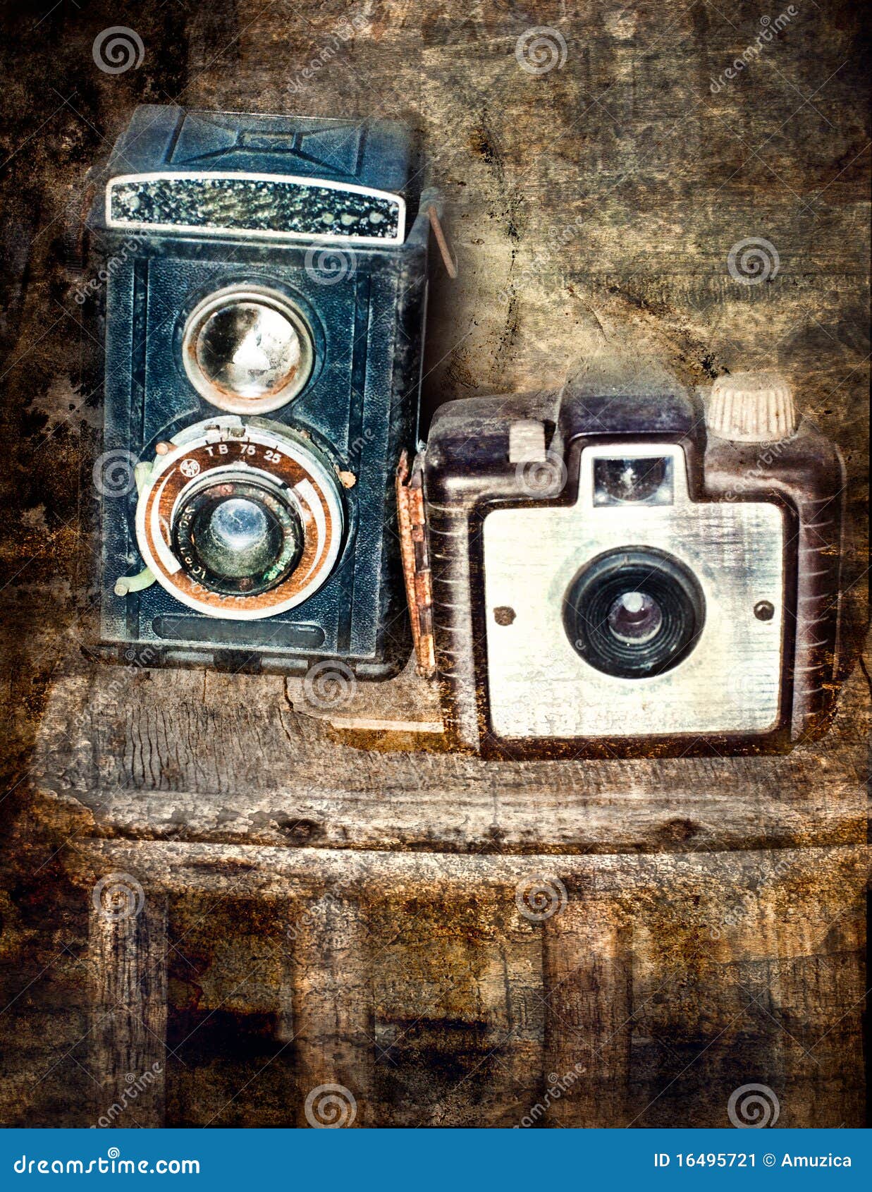 Vintage Folding Camera with a Grunge Texture Stock Image - Image of ...