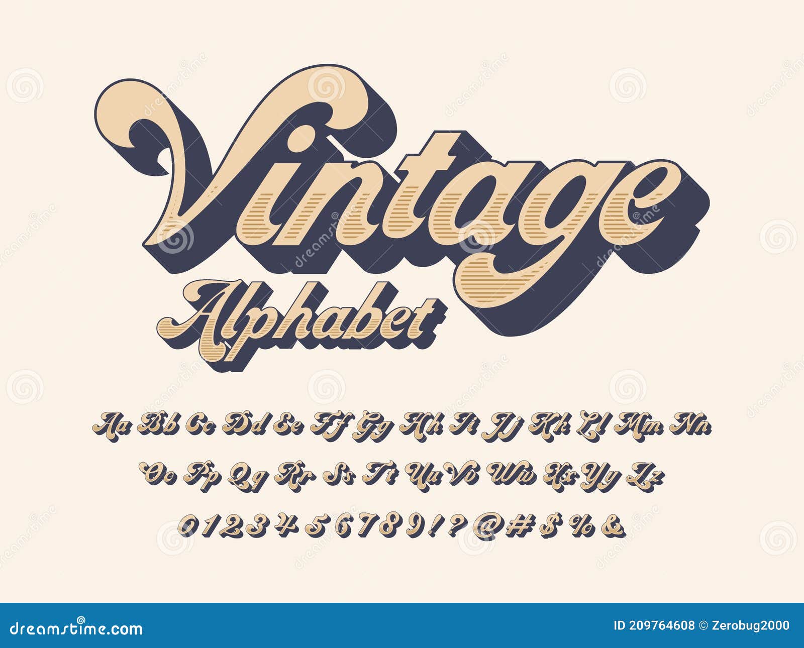 Vintage Font, The Latin Alphabet And Numerals In A Retro Frame And ...