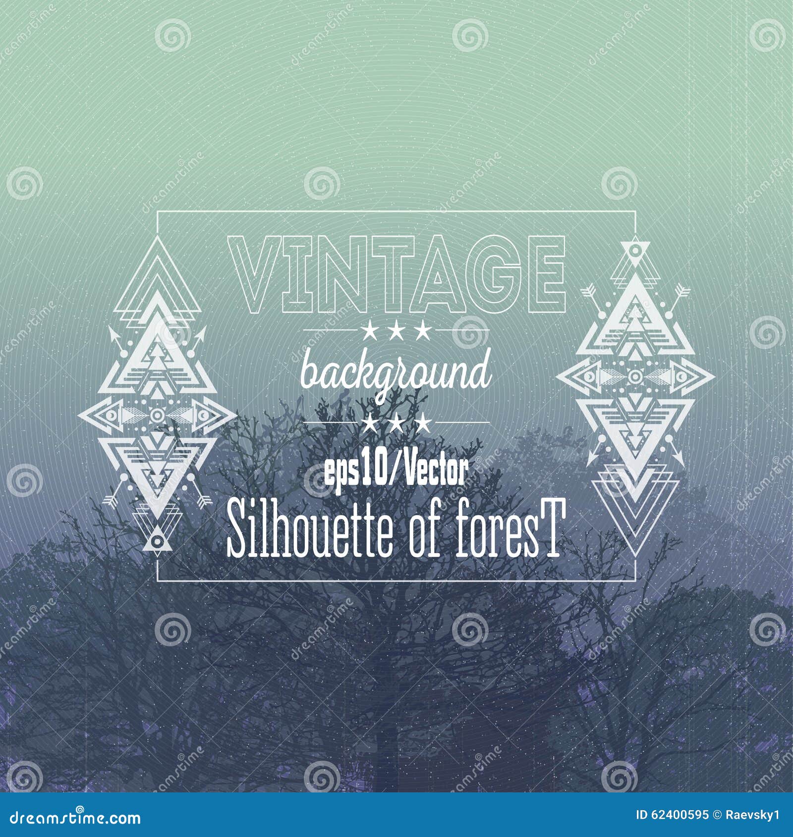 Vintage Forest Background With Tribal Style Frame Cartoon Vector ...